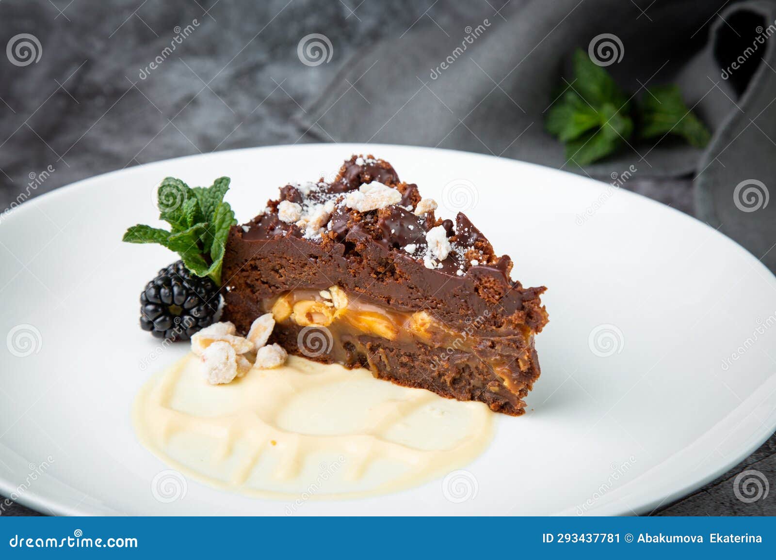 Gluten-free Chocolate Cake with Nut Layer and Berries Stock Image ...