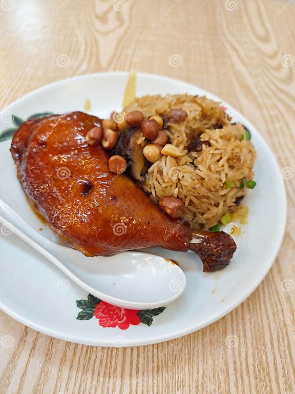 Glutinous Rice and Chicken Leg Stock Photo - Image of meal, dinner ...