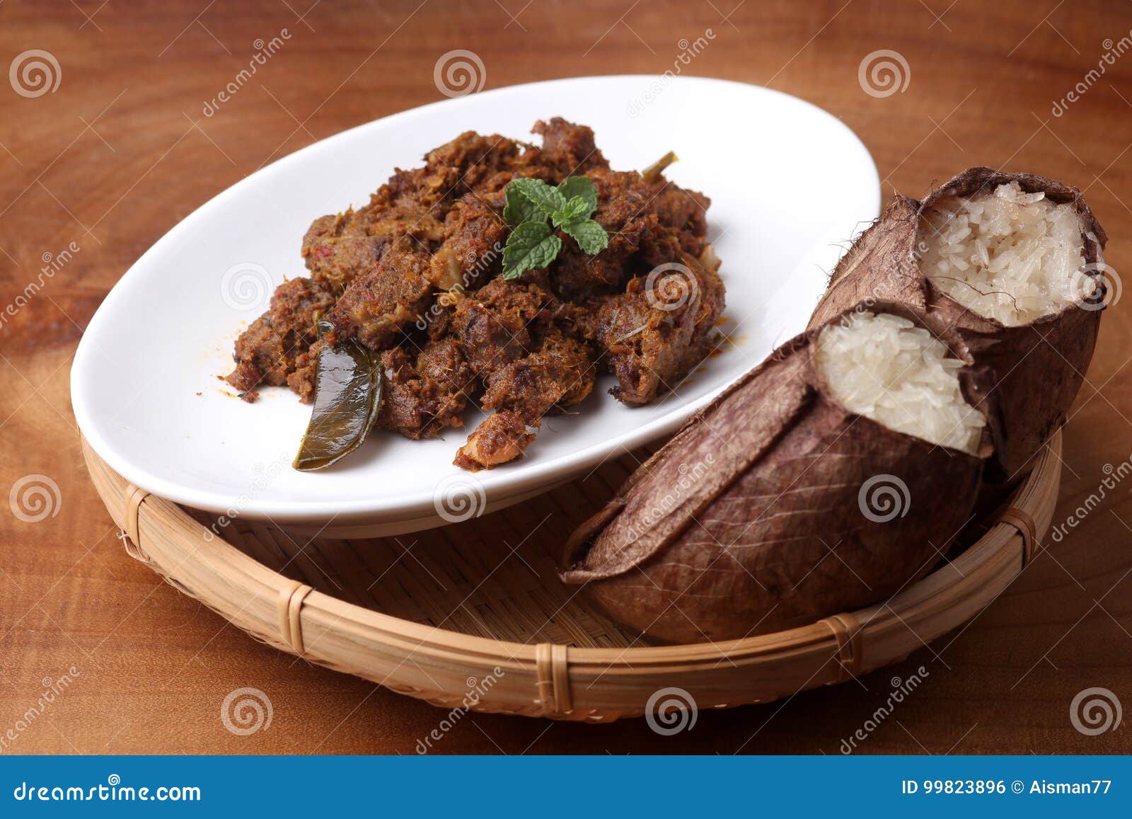 Glutinous Rice Cooked in Pitcher Plant Leaves Stock Photo - Image of ...