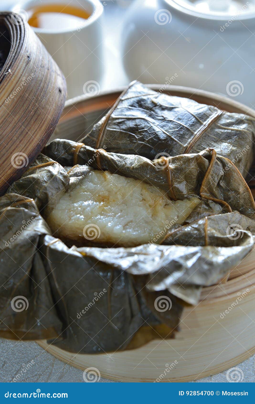 Glutinous rice dim sum stock photo. Image of steam, container - 92854700