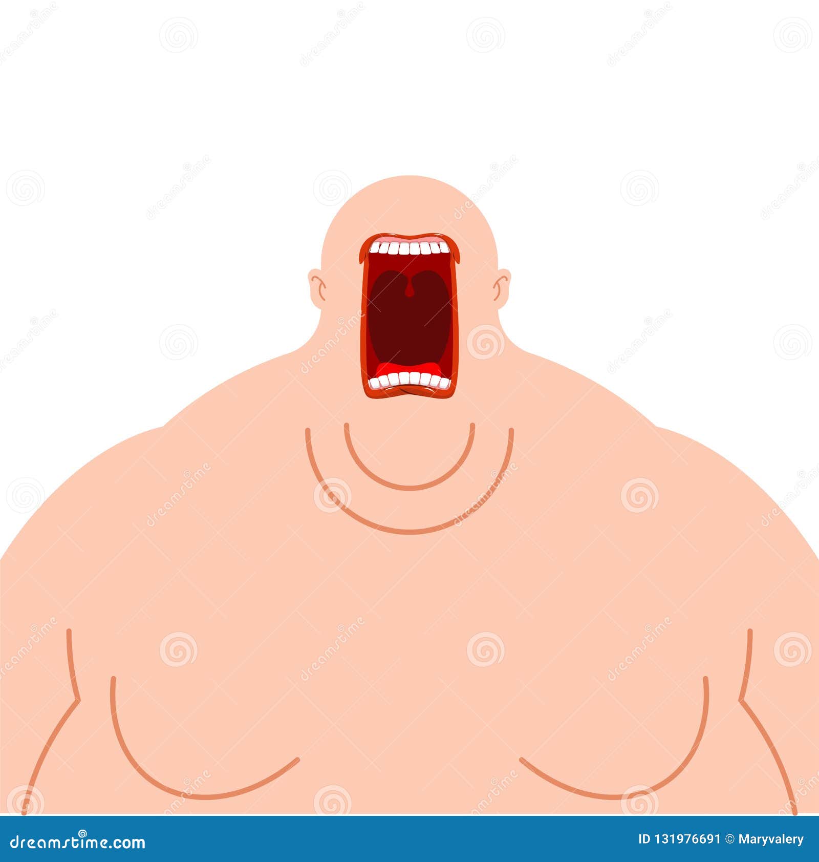 Glutton Hungry. Fat Man Open Mouth. Heavy Eater Cartoon Vector ...