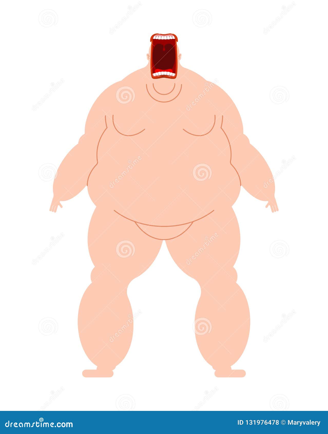 Glutton Hungry. Fat Man Open Mouth. Heavy Eater Cartoon Vector ...