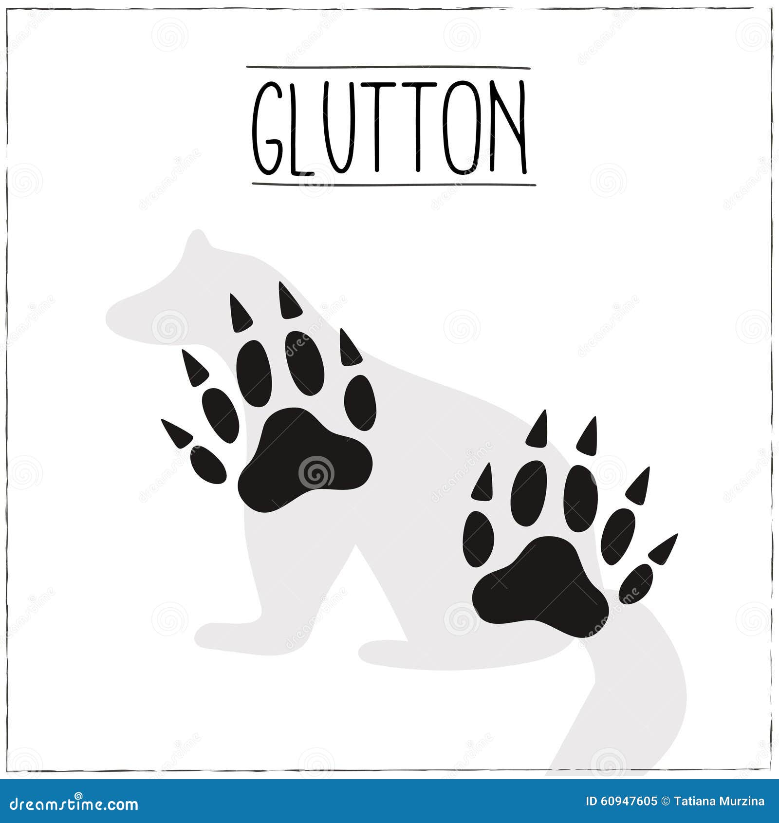 Glutton with trails. stock vector. Illustration of cartoon - 60947605