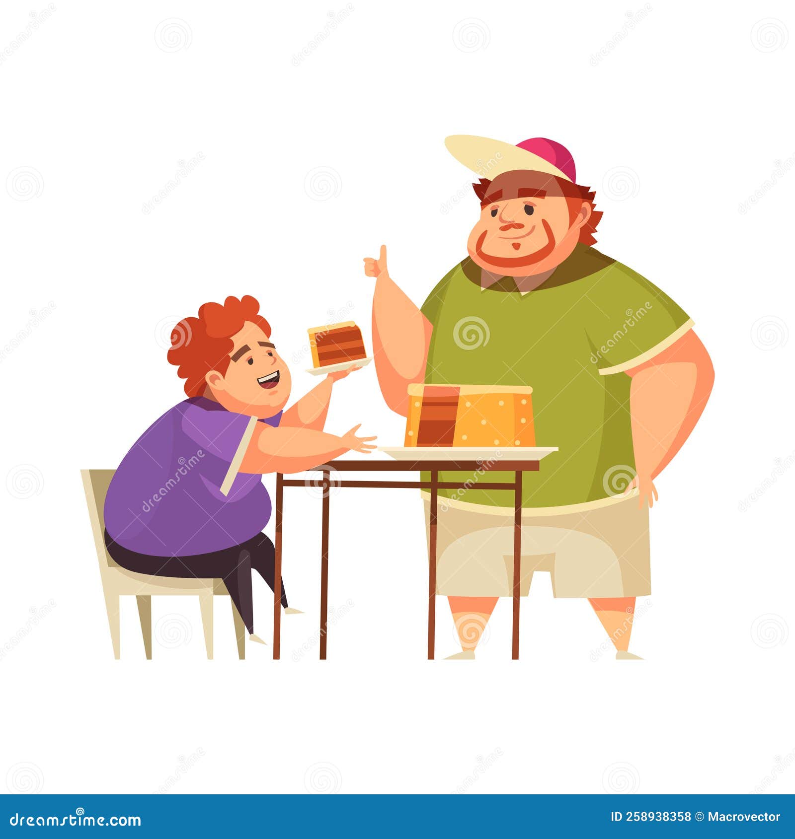 Gluttony Flat Concept stock vector. Illustration of people - 258938358