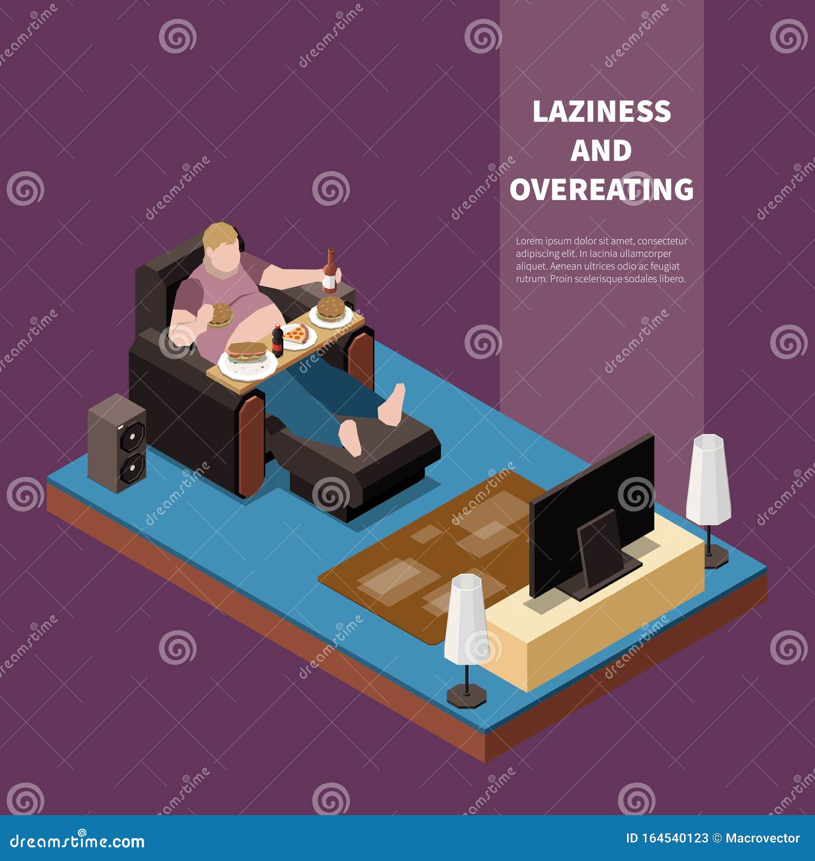 Isometric Gluttony Illustration Cartoon Vector | CartoonDealer.com ...