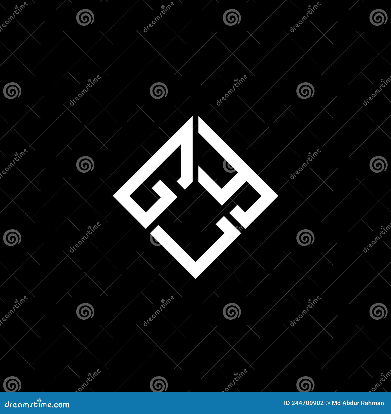 GLY Letter Logo Design On Black Background. GLY Creative Initials ...