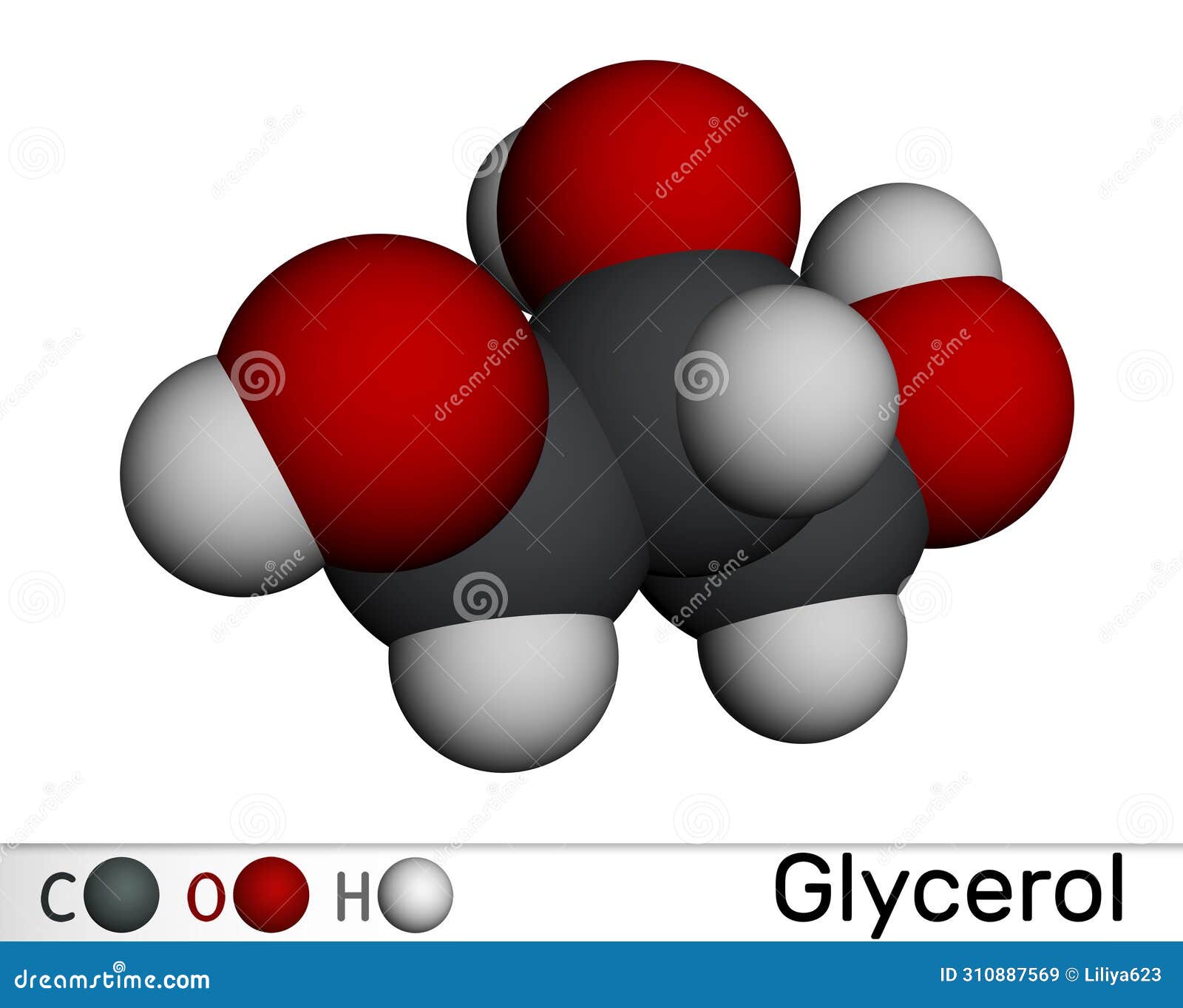Glycerol, Glycerine Molecule. Molecular Model Stock Illustration ...