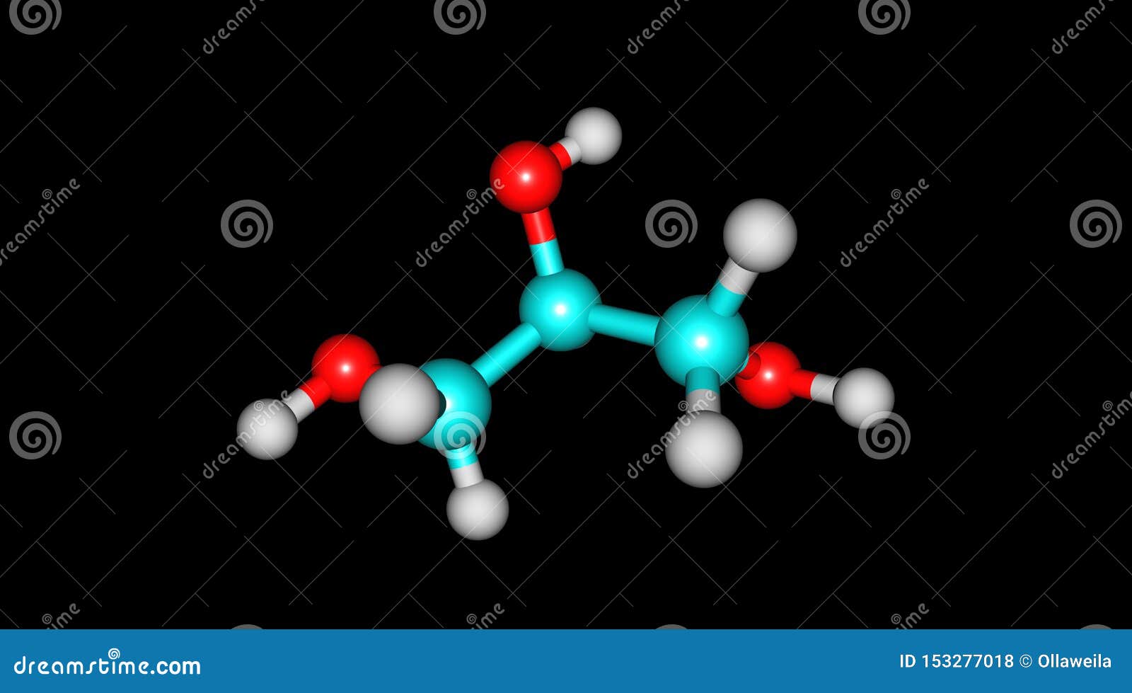 Glycerol Molecular Structure Isolated on Black Stock Illustration ...