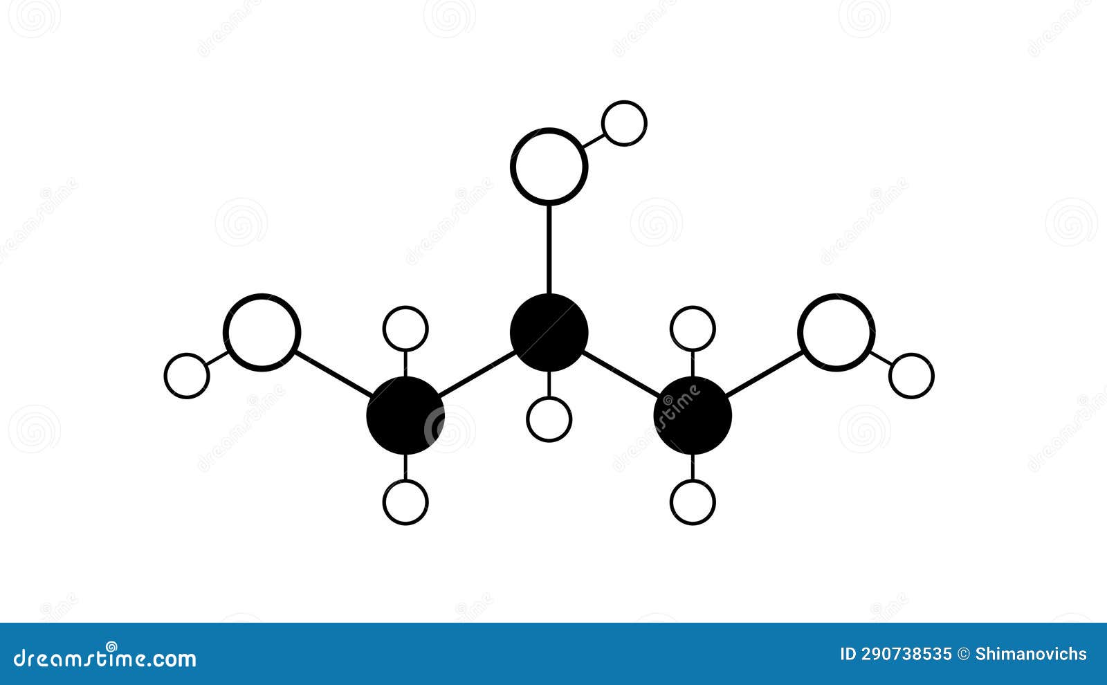 Glycerol Molecule, Structural Chemical Formula, Ball-and-stick Model ...