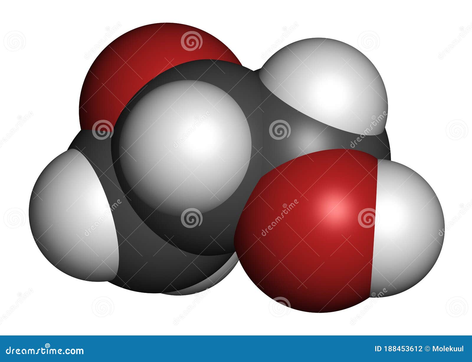 Glycidol Molecule. 3D Rendering. Atoms Are Represented As Spheres With ...