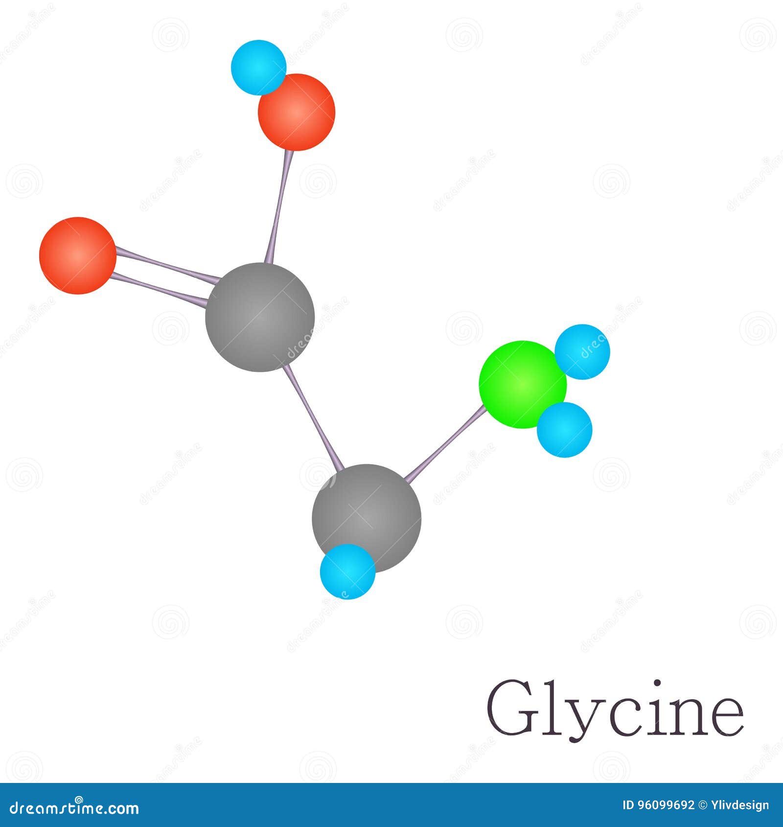 Glycine 3D Molecule Chemical Science Stock Vector - Illustration of ...