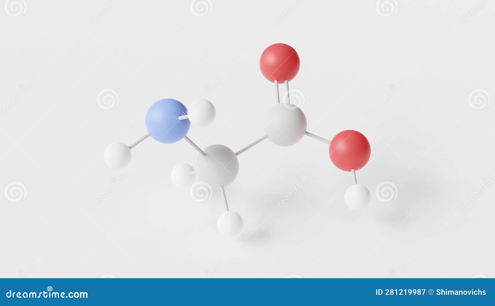 Glycine Molecule 3d, Molecular Structure, Ball and Stick Model ...