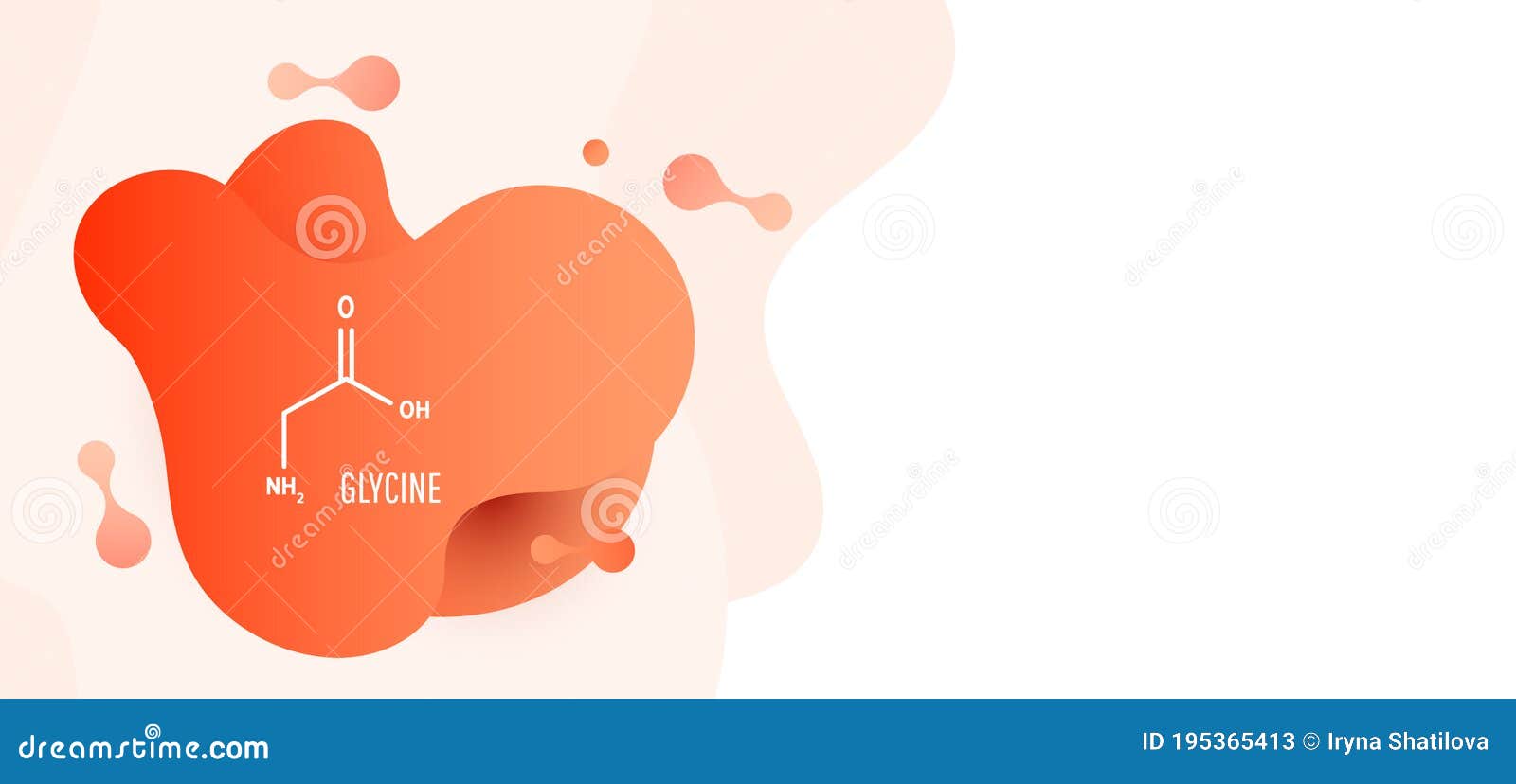 Glycine Structural Chemical Formula with a Orange Liquid Fluid Gradient ...