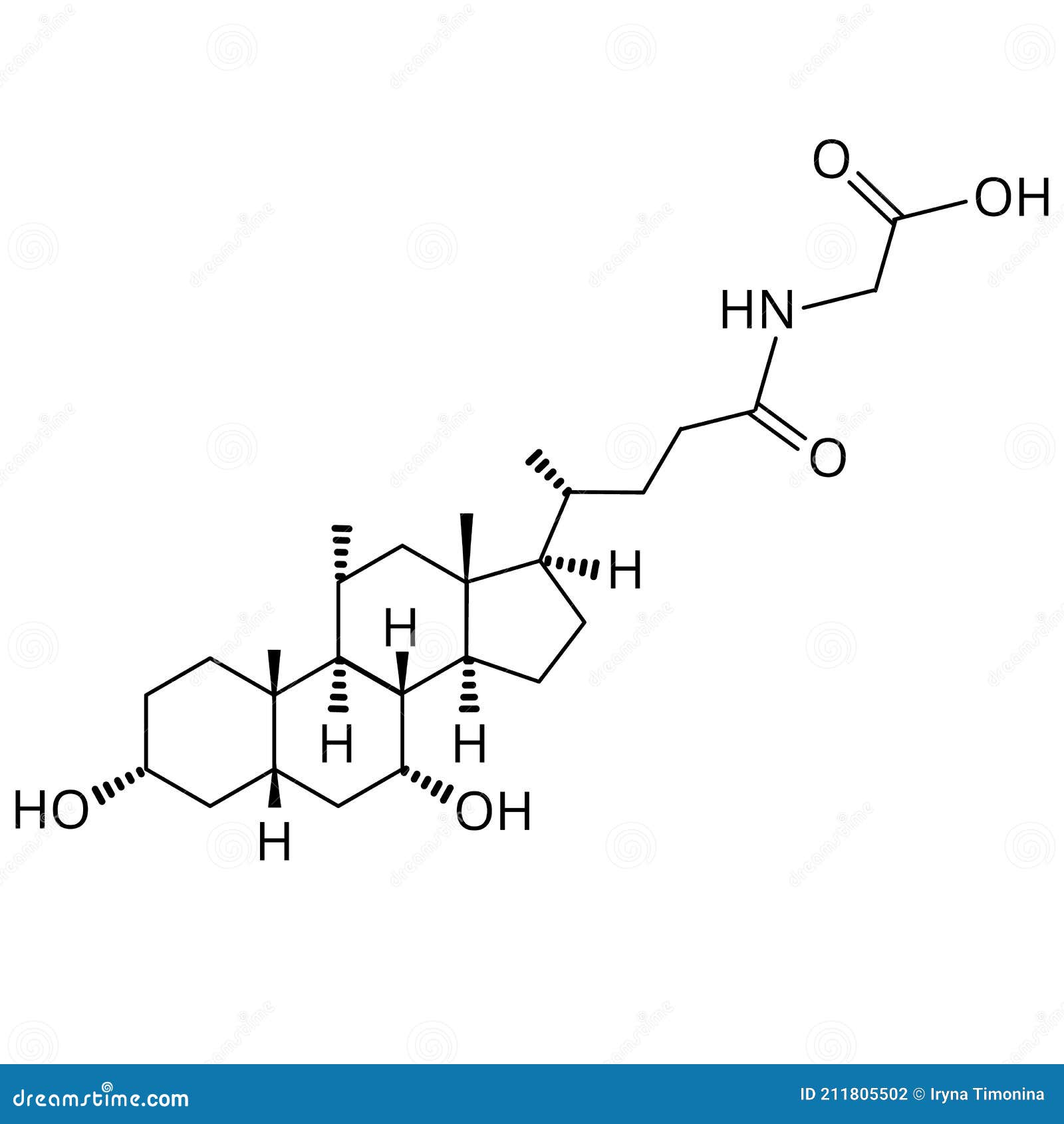 Ursodeoxycholic Acid, Ursodiol, UDCA Molecule. It Is Used As Cholagogue ...