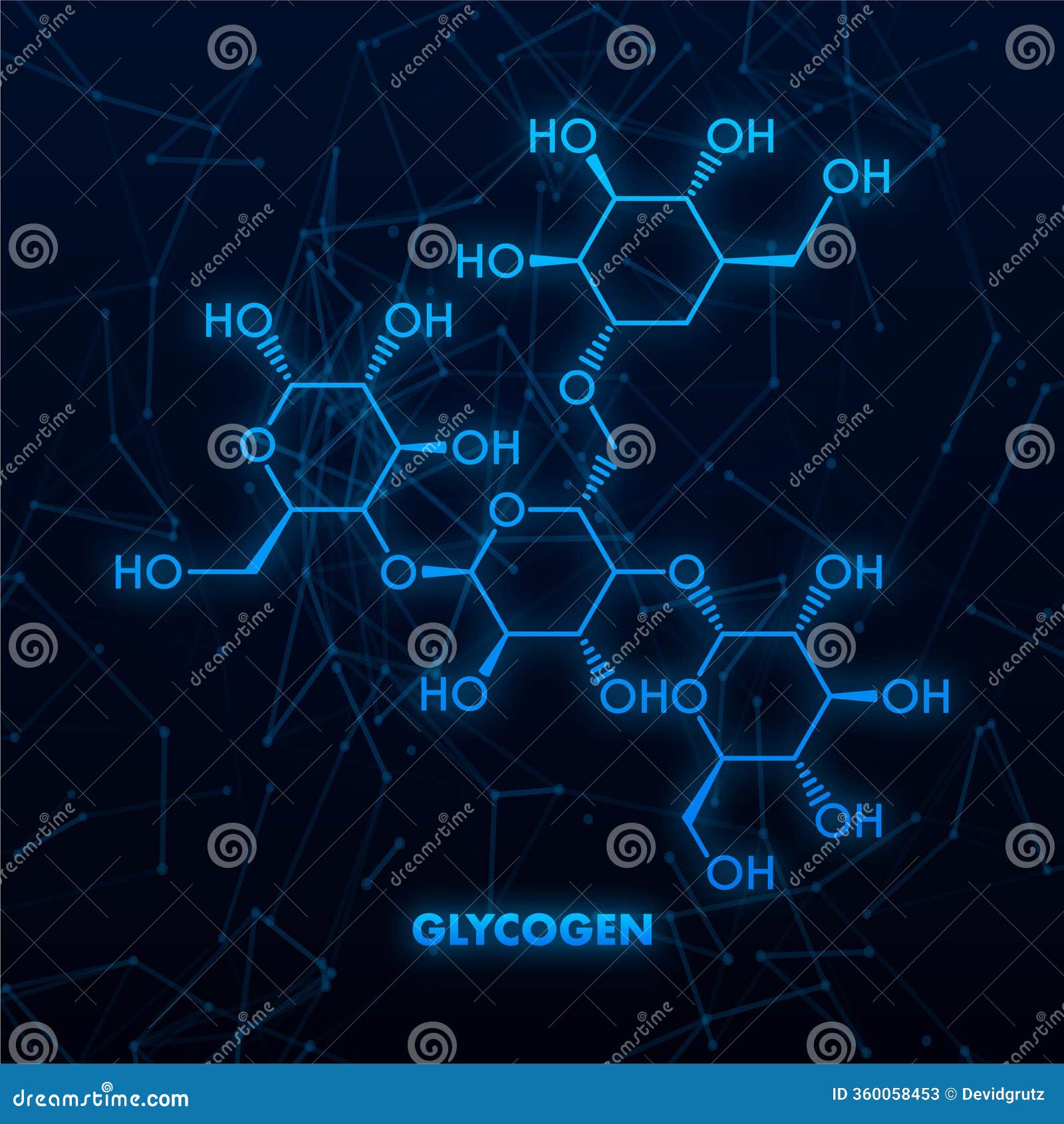 Glycogen Structure And Linkages Biochemistry Vector Illustration ...