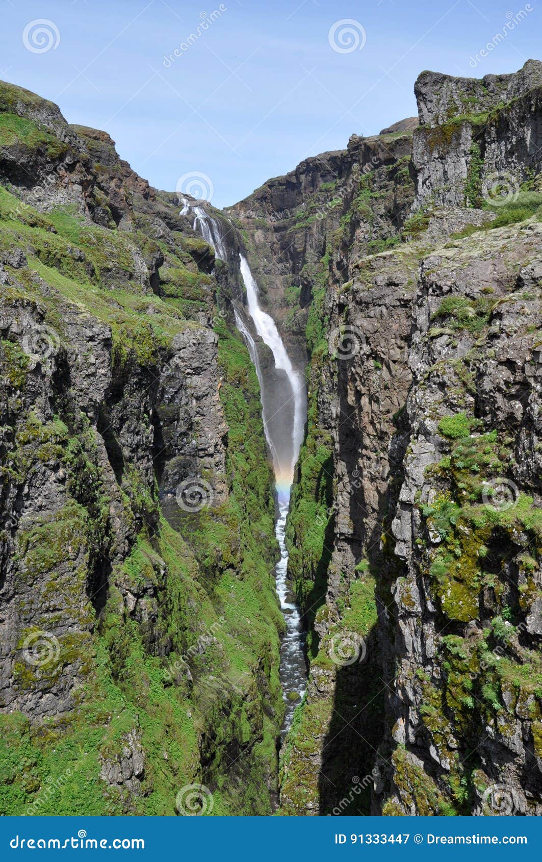Glymur Waterfall Iceland stock image. Image of volcanic - 91333447