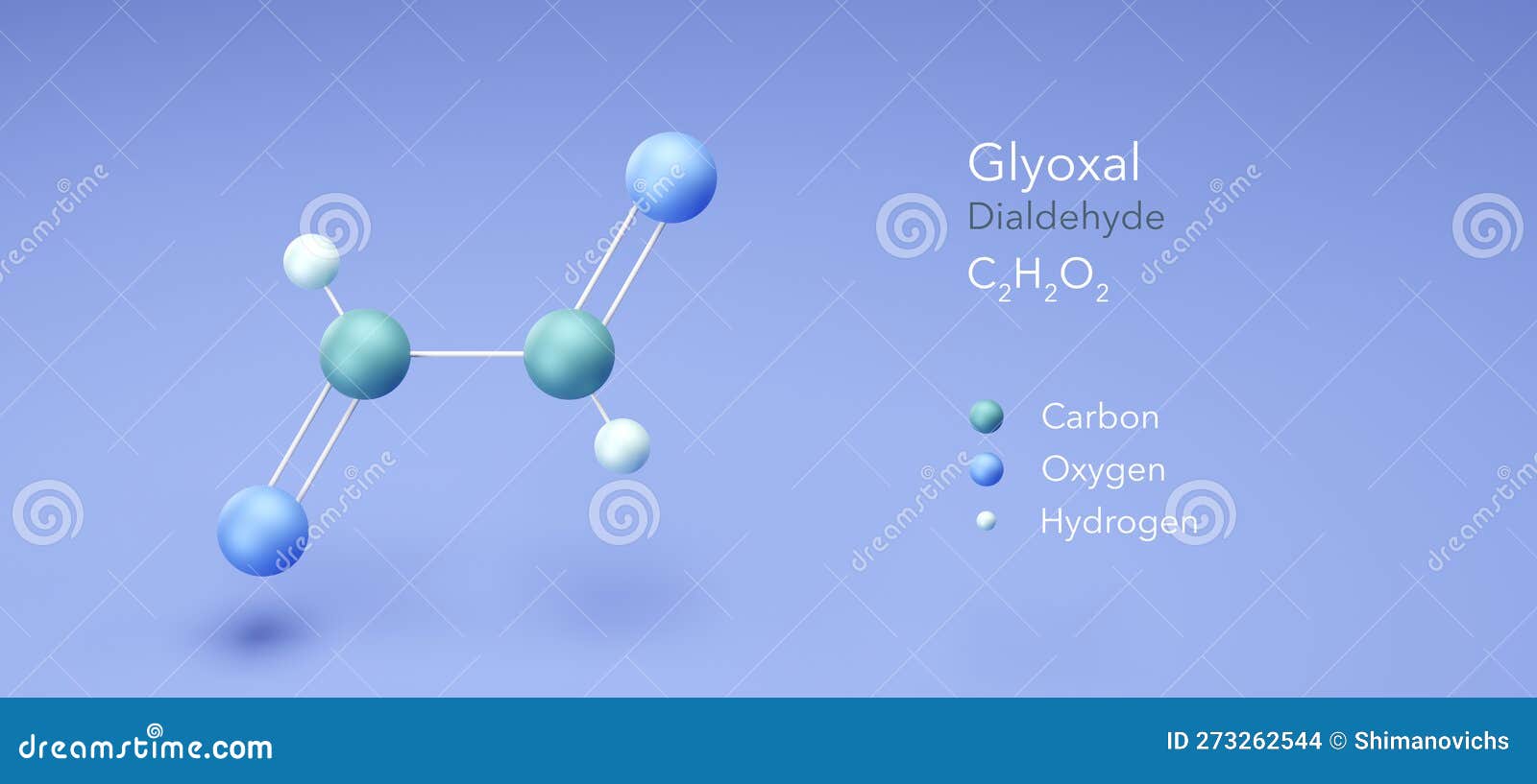 Glyoxal Molecule, Molecular Structures, Dialdehyde, 3d Model ...