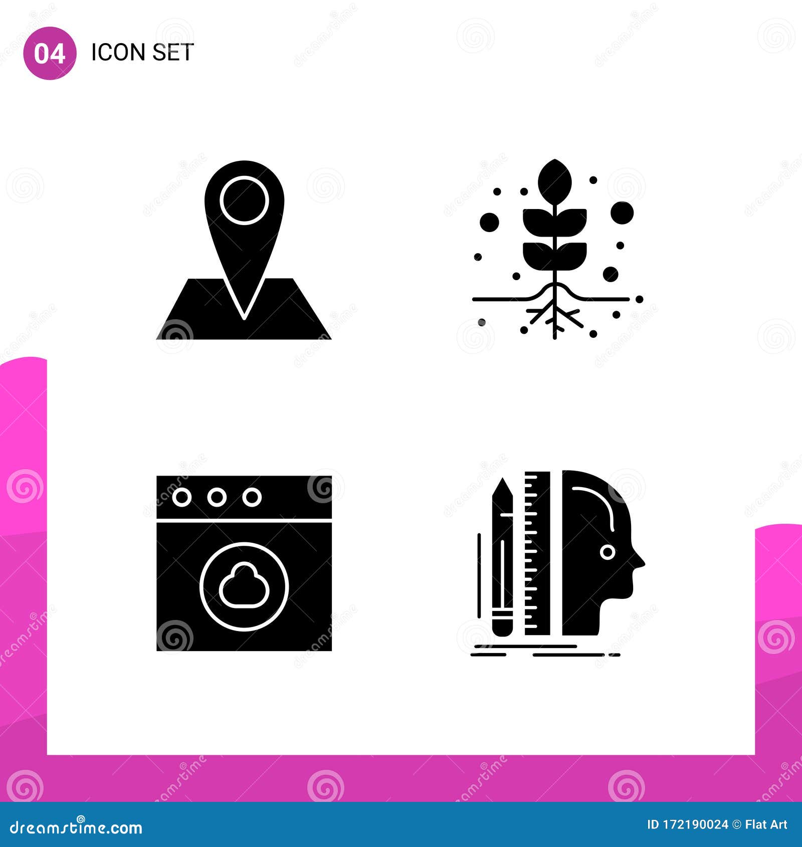 Glyph Icon Set. Pack of 4 Solid Icons Isolated on White Background for ...