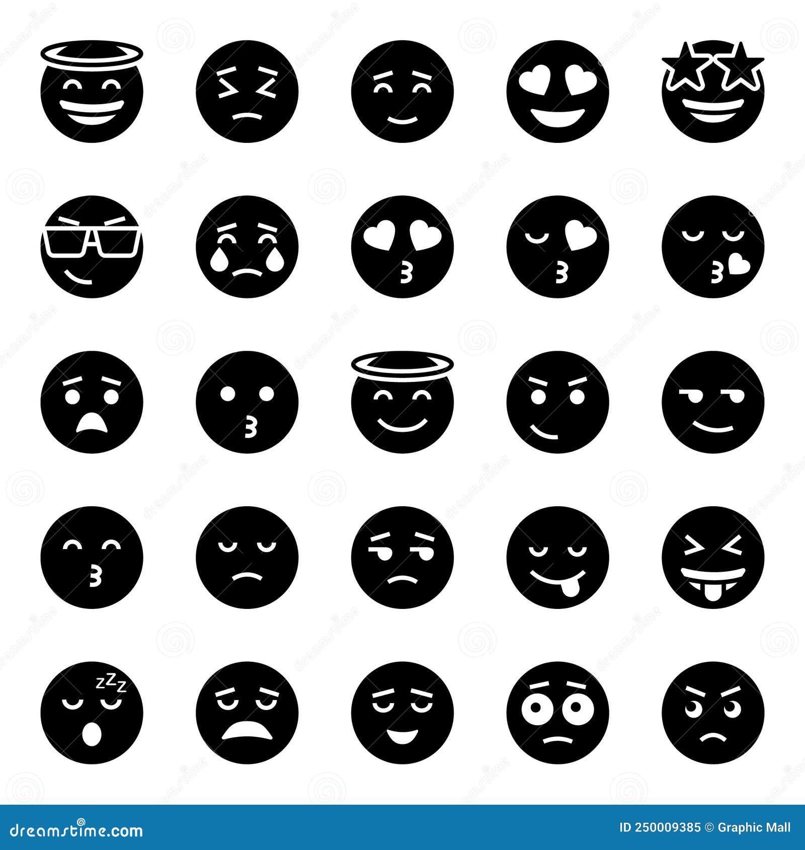 Glyph Icons for Emoticon Emojis. Stock Vector - Illustration of ...