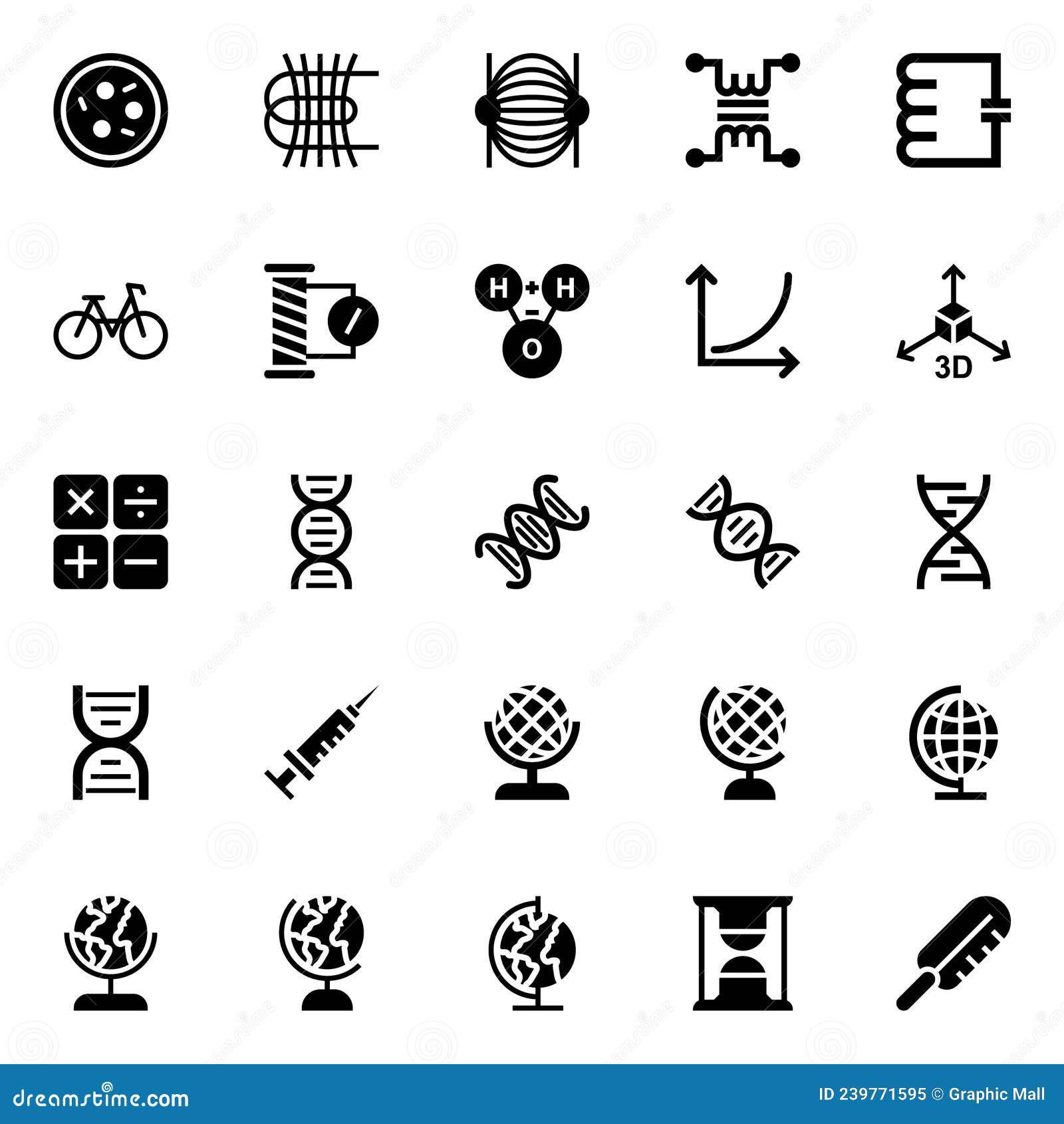 Glyph icons for science. stock vector. Illustration of design - 239771595