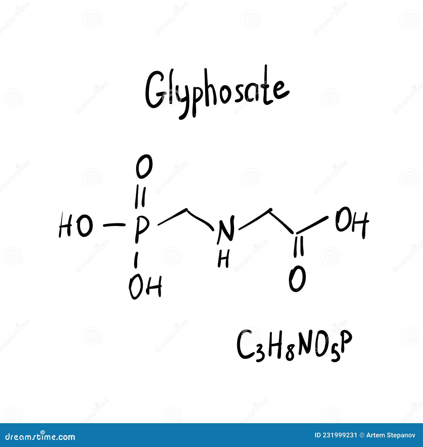 Glyphosate Molecule Formula Hand Drawn Imitation Stock Vector ...