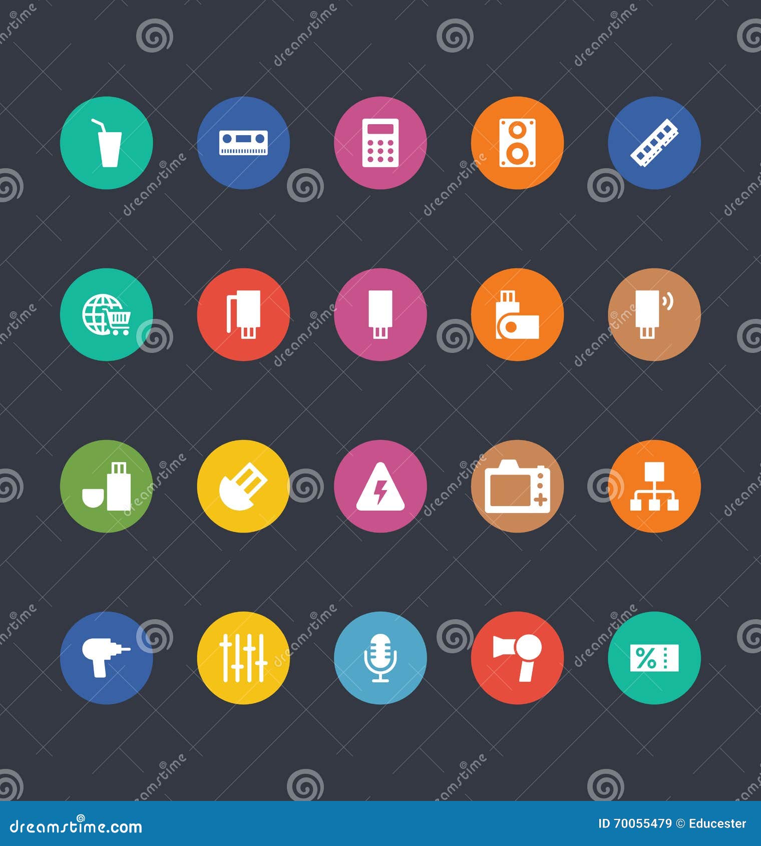 Glyphs Colored Vector Icons 6 Stock Illustration - Illustration of ...