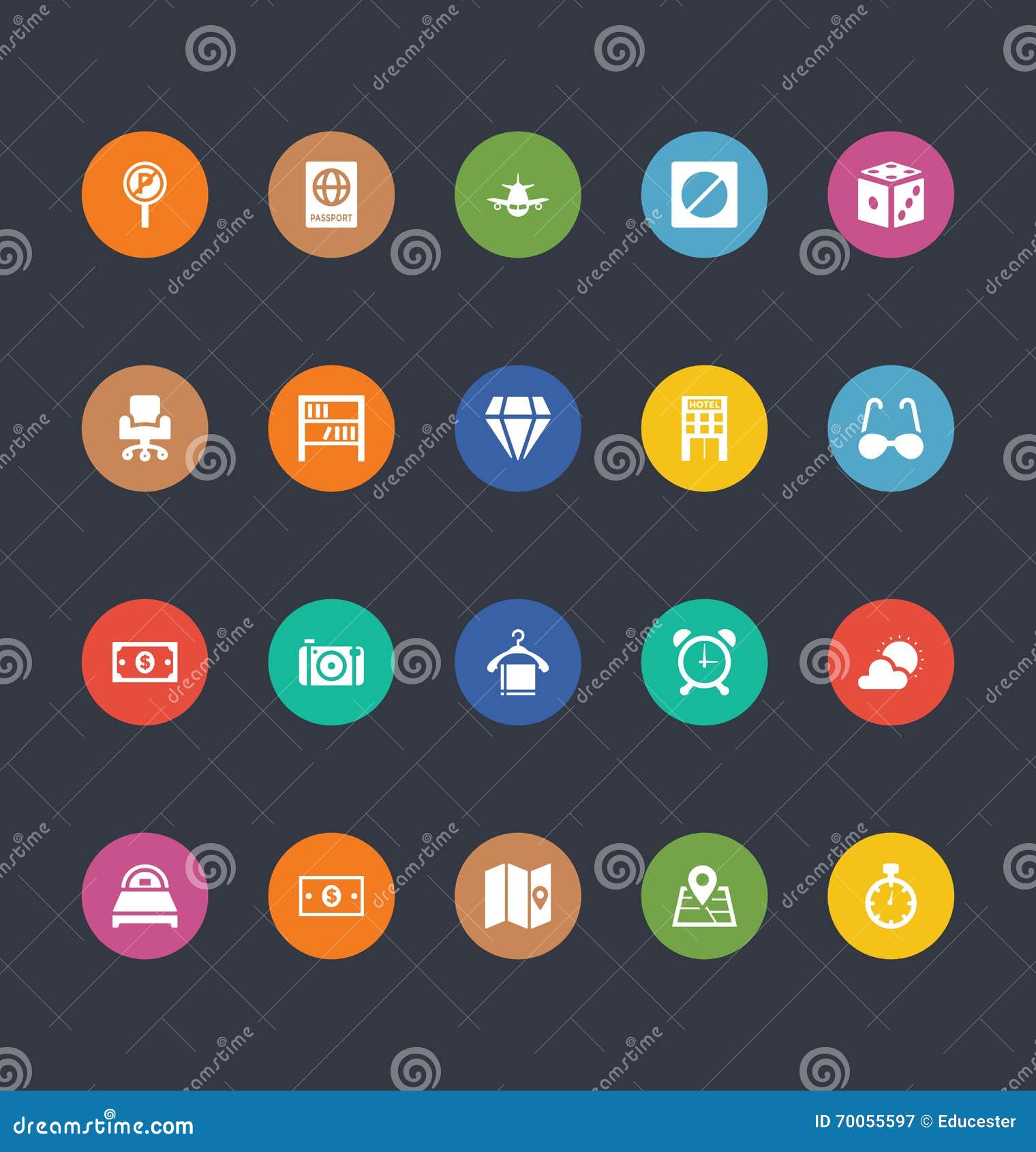 Glyphs Colored Vector Icons 36 Stock Illustration - Illustration of ...