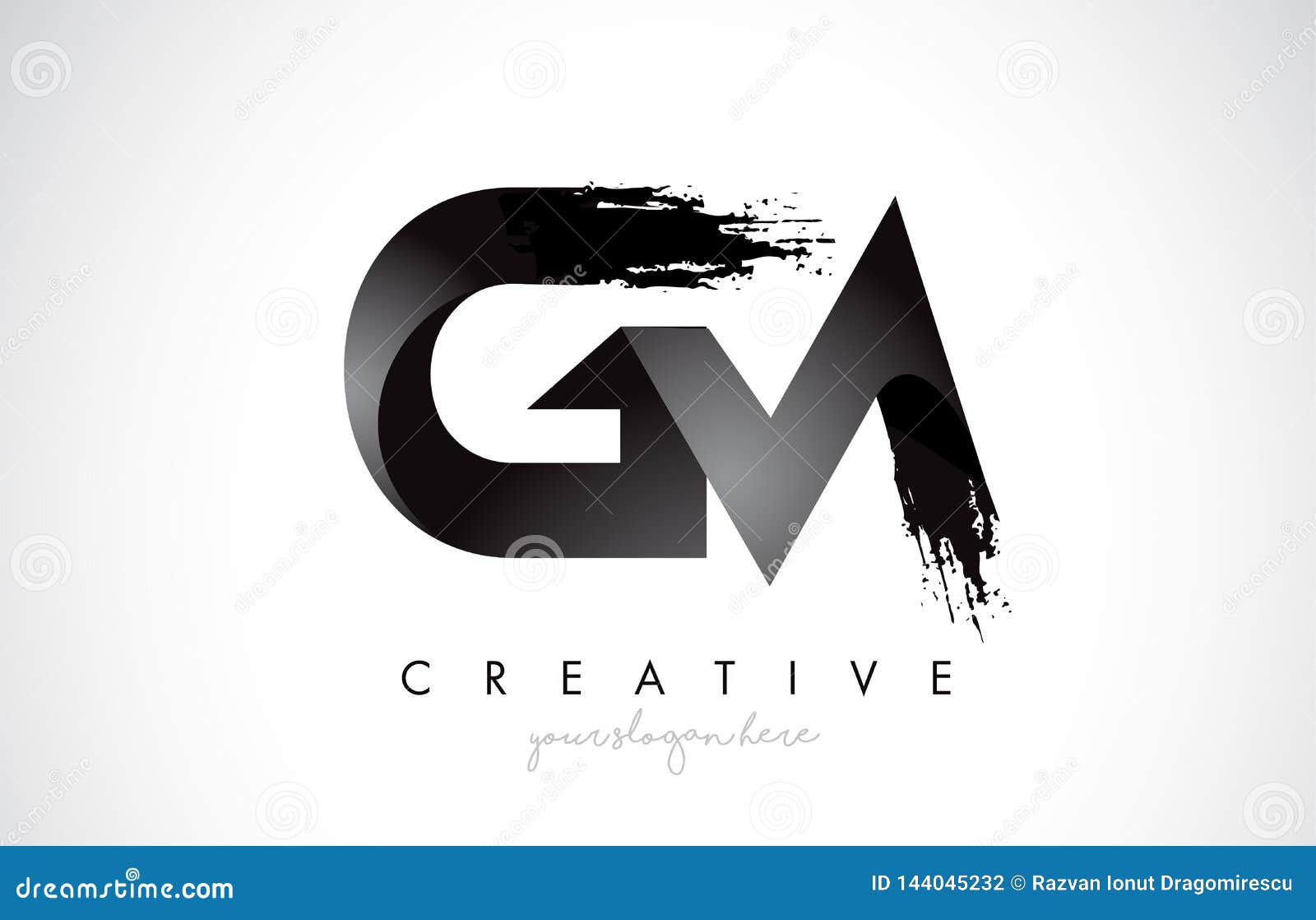 GM Letter Design with Brush Stroke and Modern 3D Look Stock Vector ...