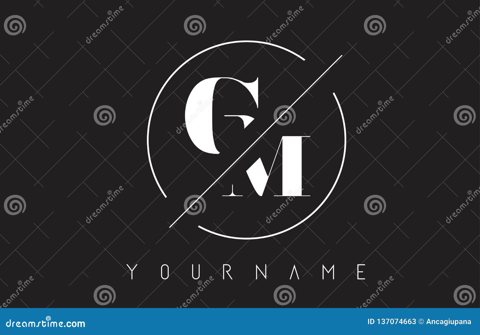GM Letter Logo with Cutted and Intersected Design Stock Vector ...