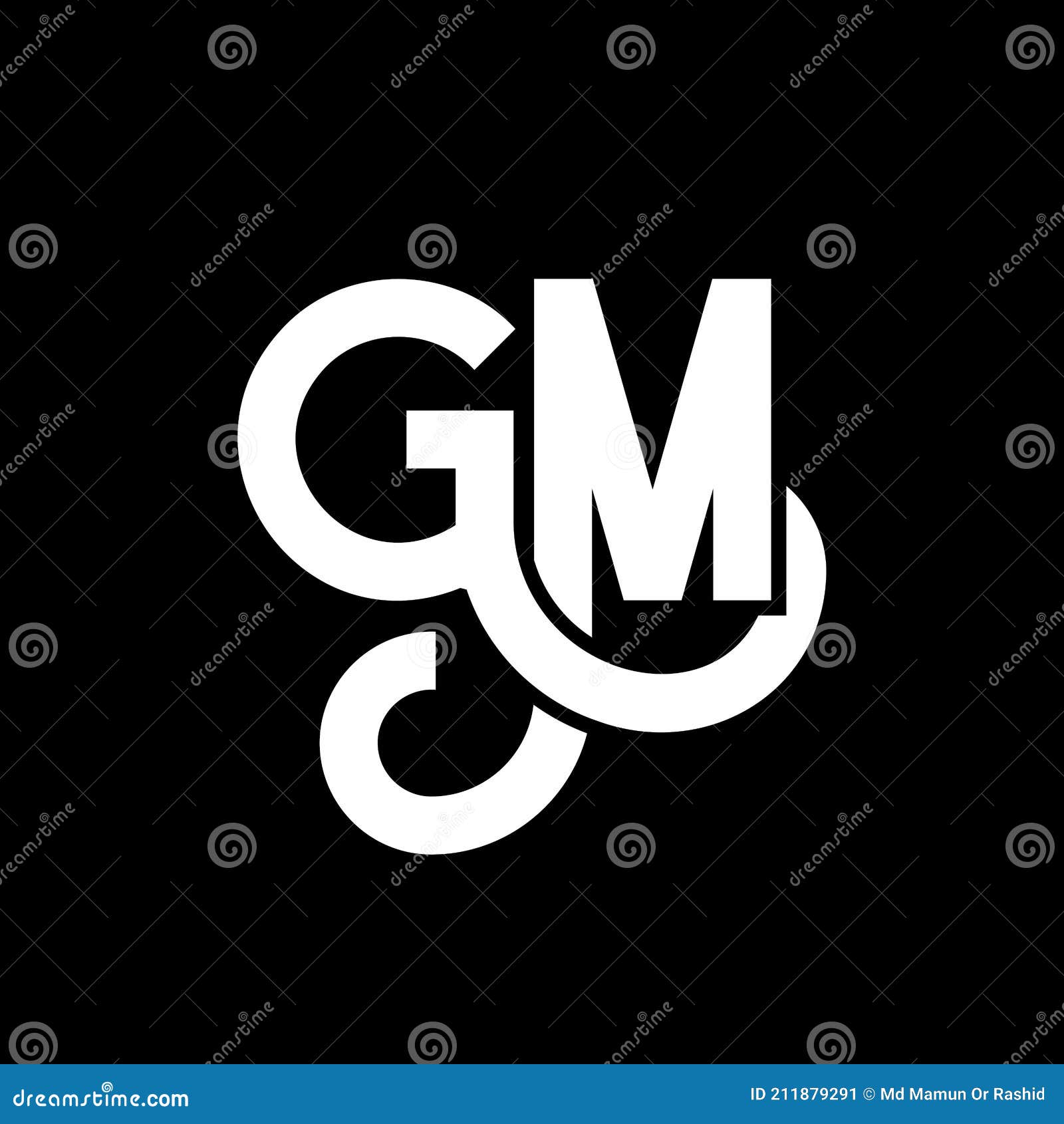 GM Letter Logo Design on Black Background. GM Creative Initials Letter ...