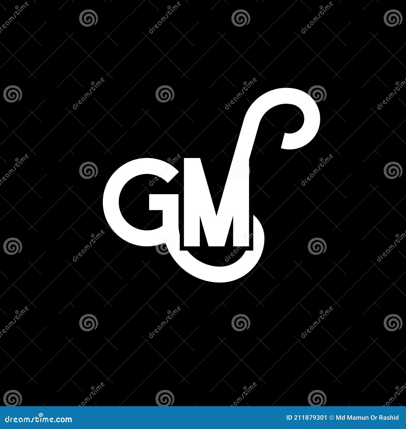 GM Letter Logo Design on Black Background. GM Creative Initials Letter ...