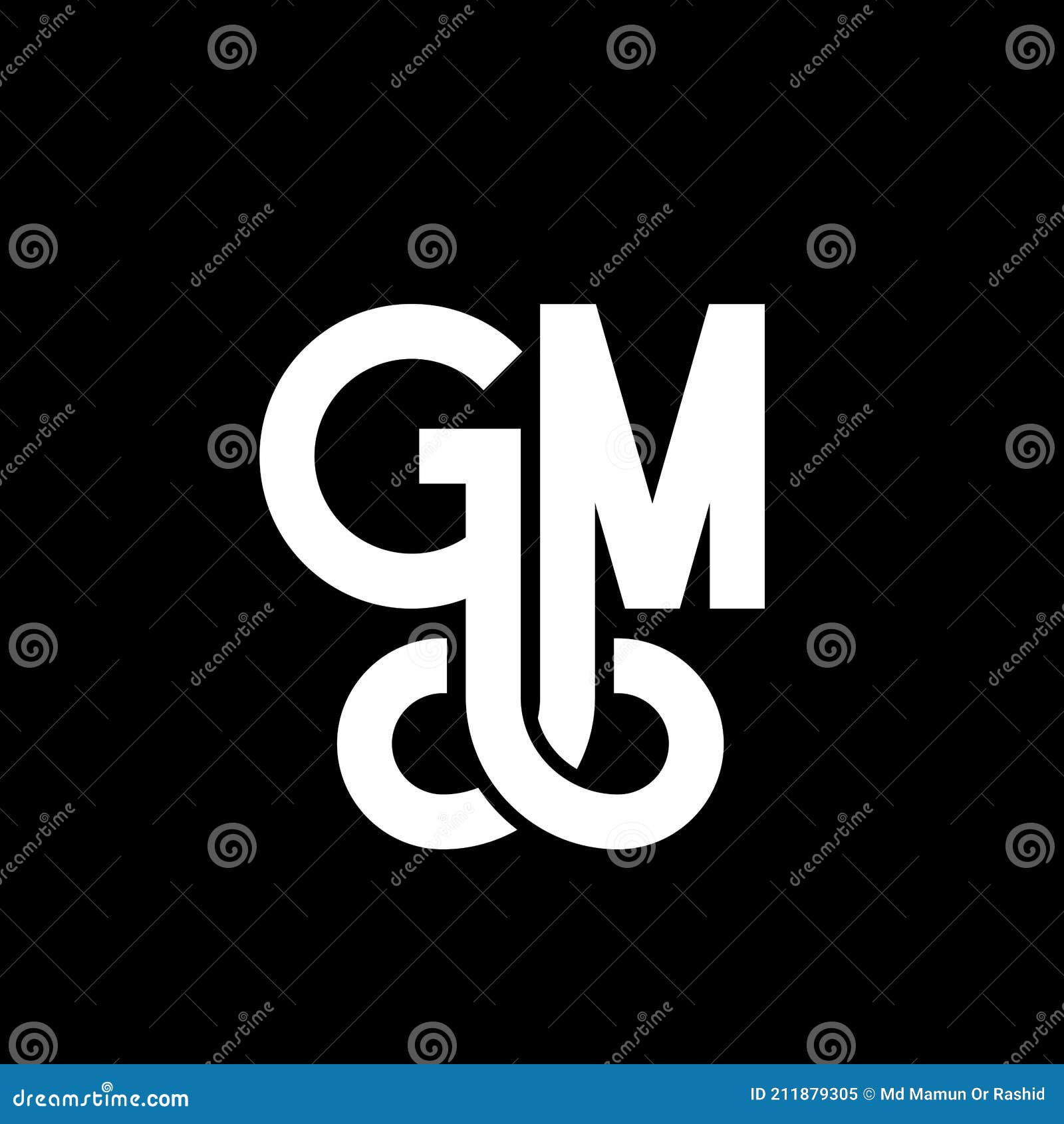 GM Letter Logo Design on Black Background. GM Creative Initials Letter ...