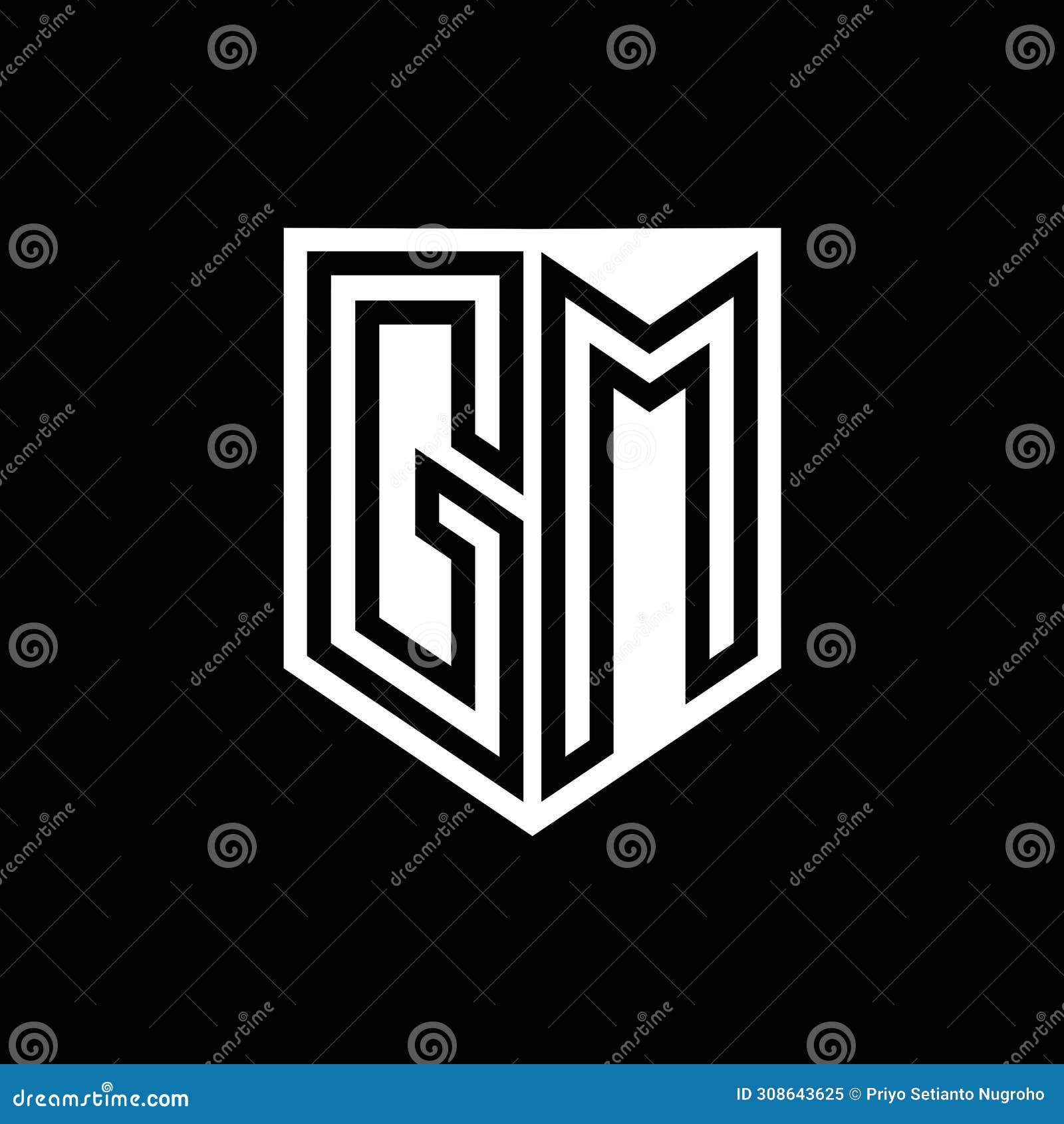 GM Logo Monogram Shield Geometric Black Line Inside White Shield Color ...