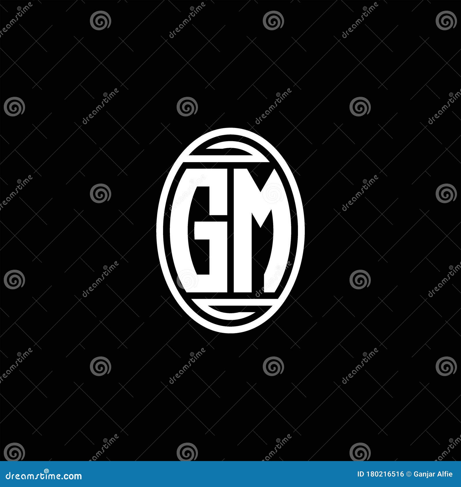 GM Monogram Logo Isolated on Oval Rotate Shape Stock Vector ...