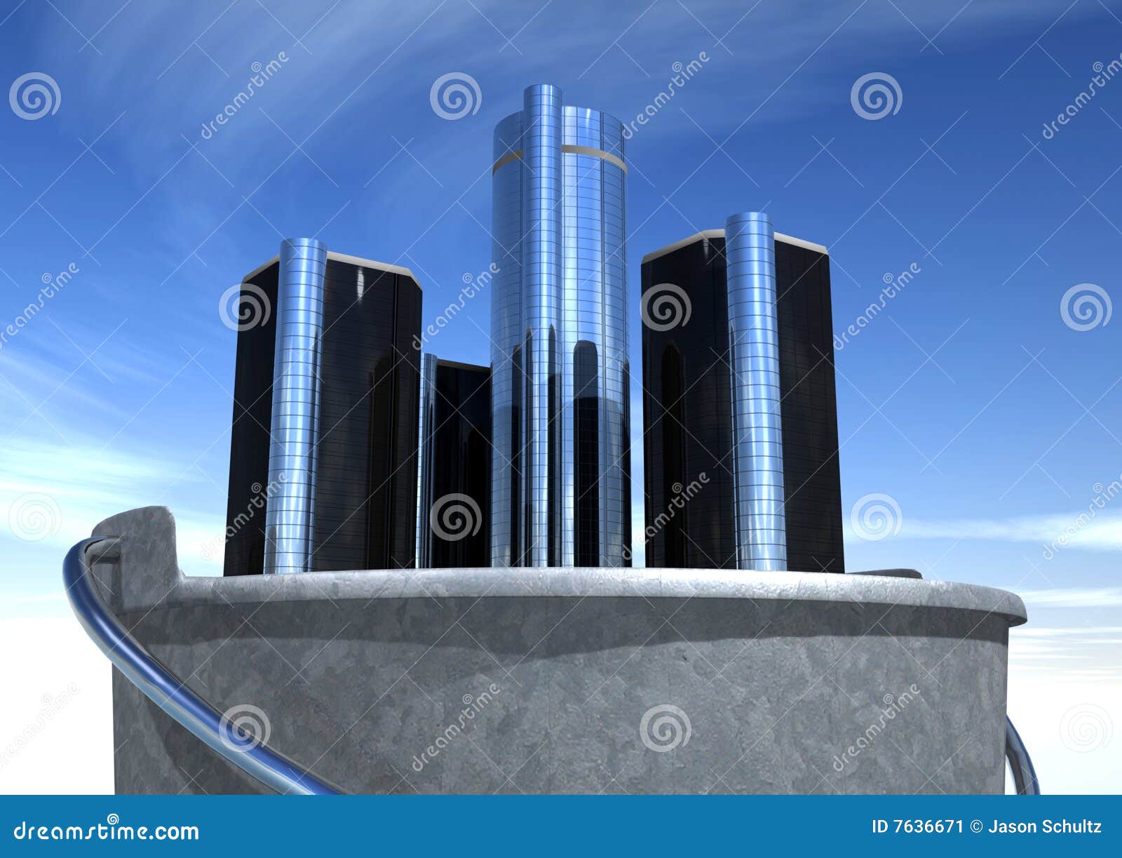 GM Renaissance Center in a Bucket Stock Illustration - Illustration of ...
