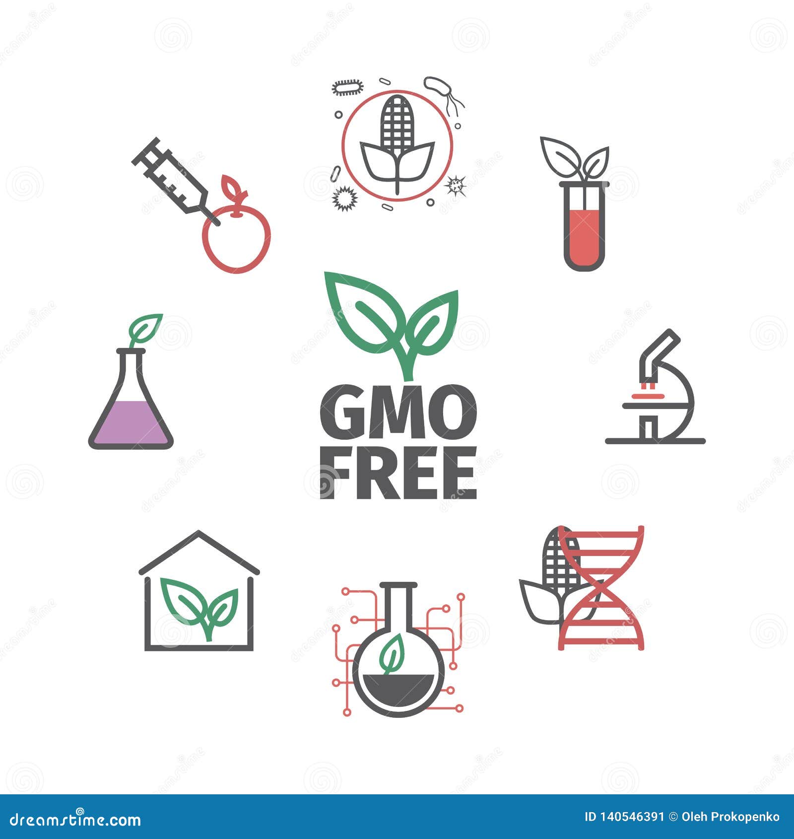 GMO Banner. Genetically Modified Organism. Line Icons Set. Vector Signs ...