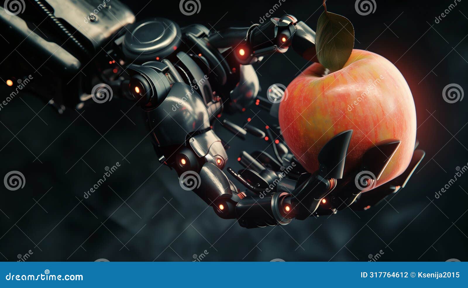 , Gmo Concept, Automation Concept, Robotic Hand Holding an Apple Stock ...