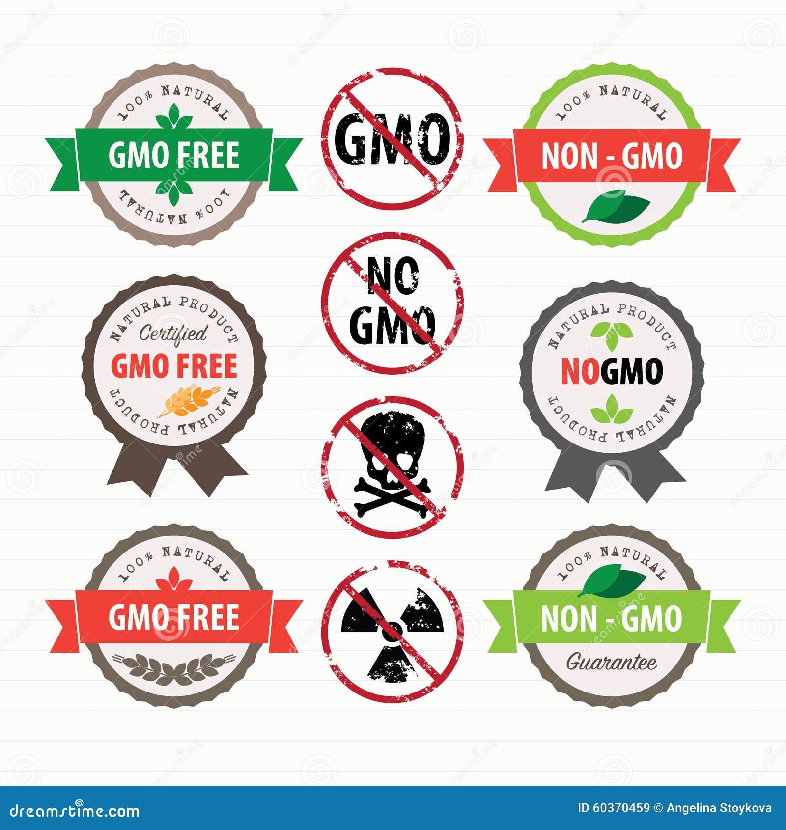GMO Free Stamps and Labels Set Stock Vector - Illustration of graphic ...
