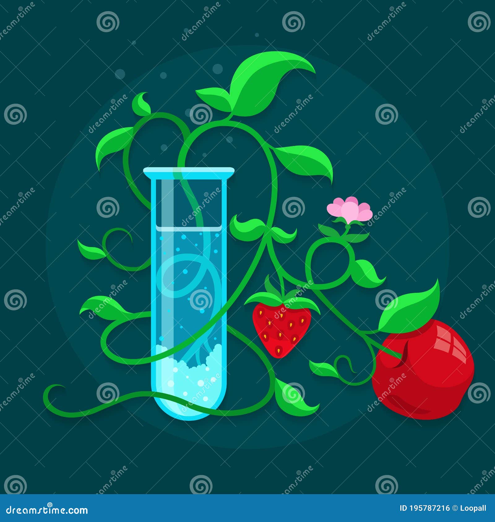 GMO Genetically Modified Foods Growing in Test-tube Stock Illustration ...