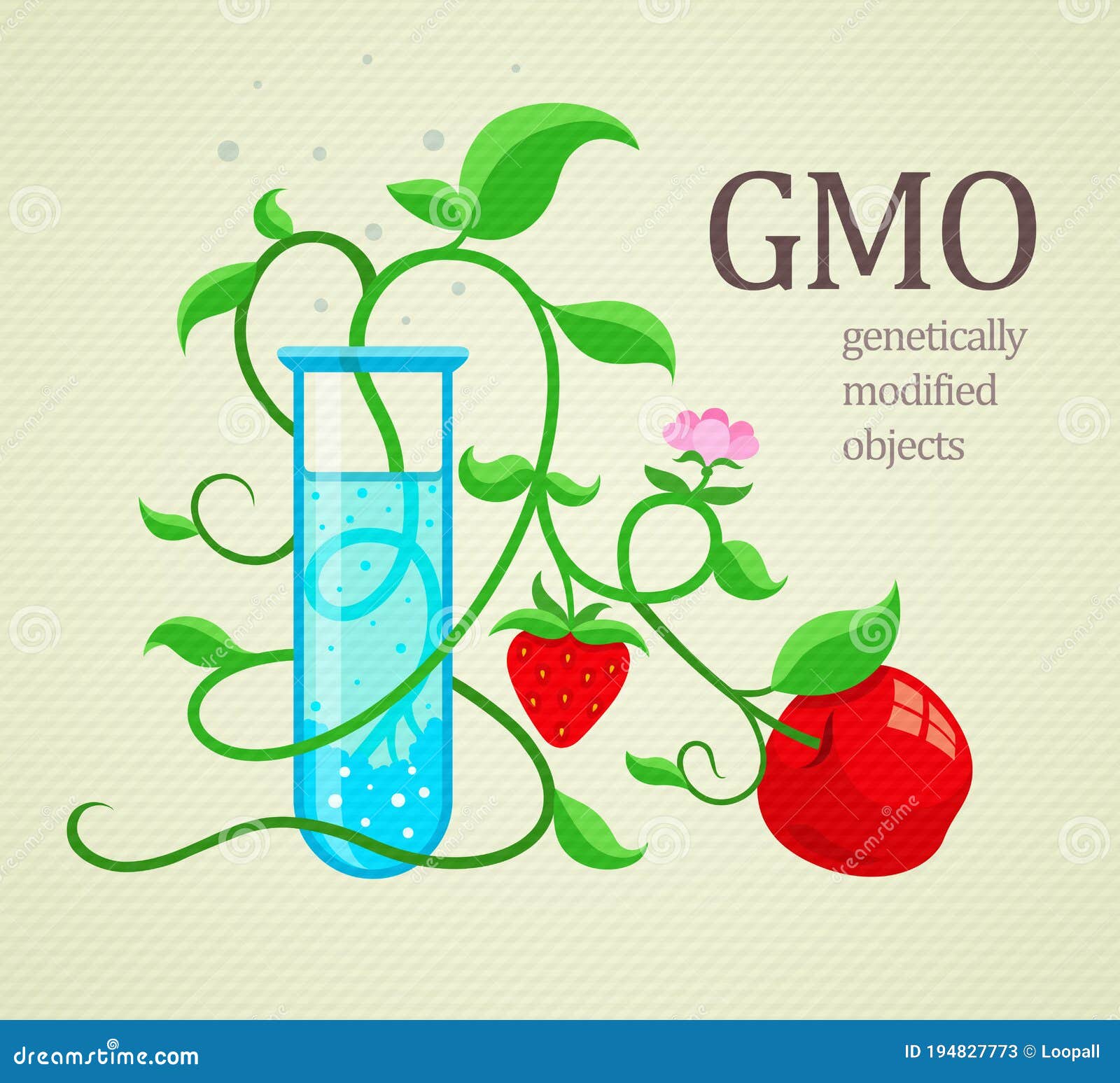 GMO Genetically Modifiedplants Growing in Test-tube. Illustration ...