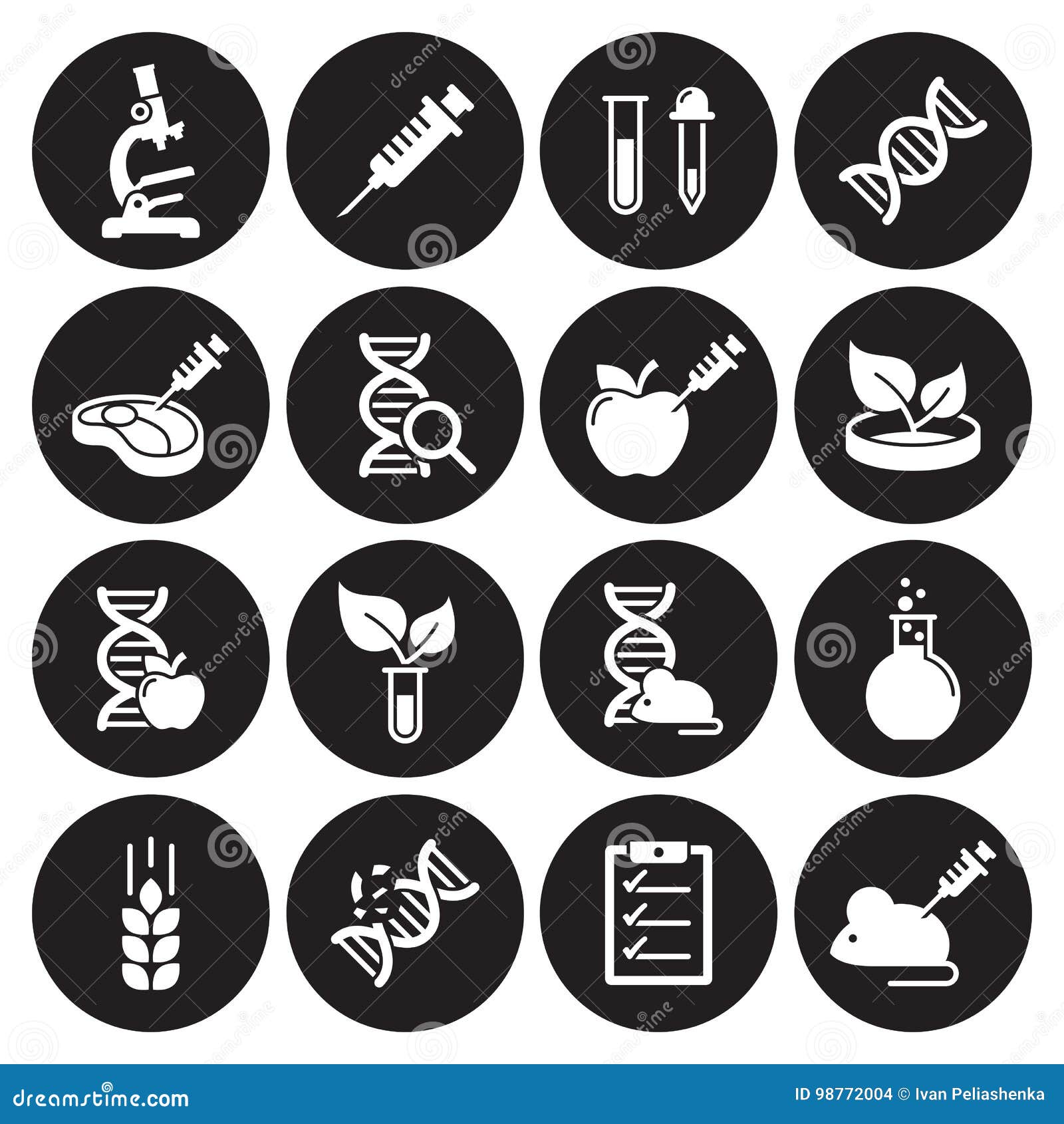 Genetics Icons, Dna Chain, Gene Editing, Line Vector Illustration ...
