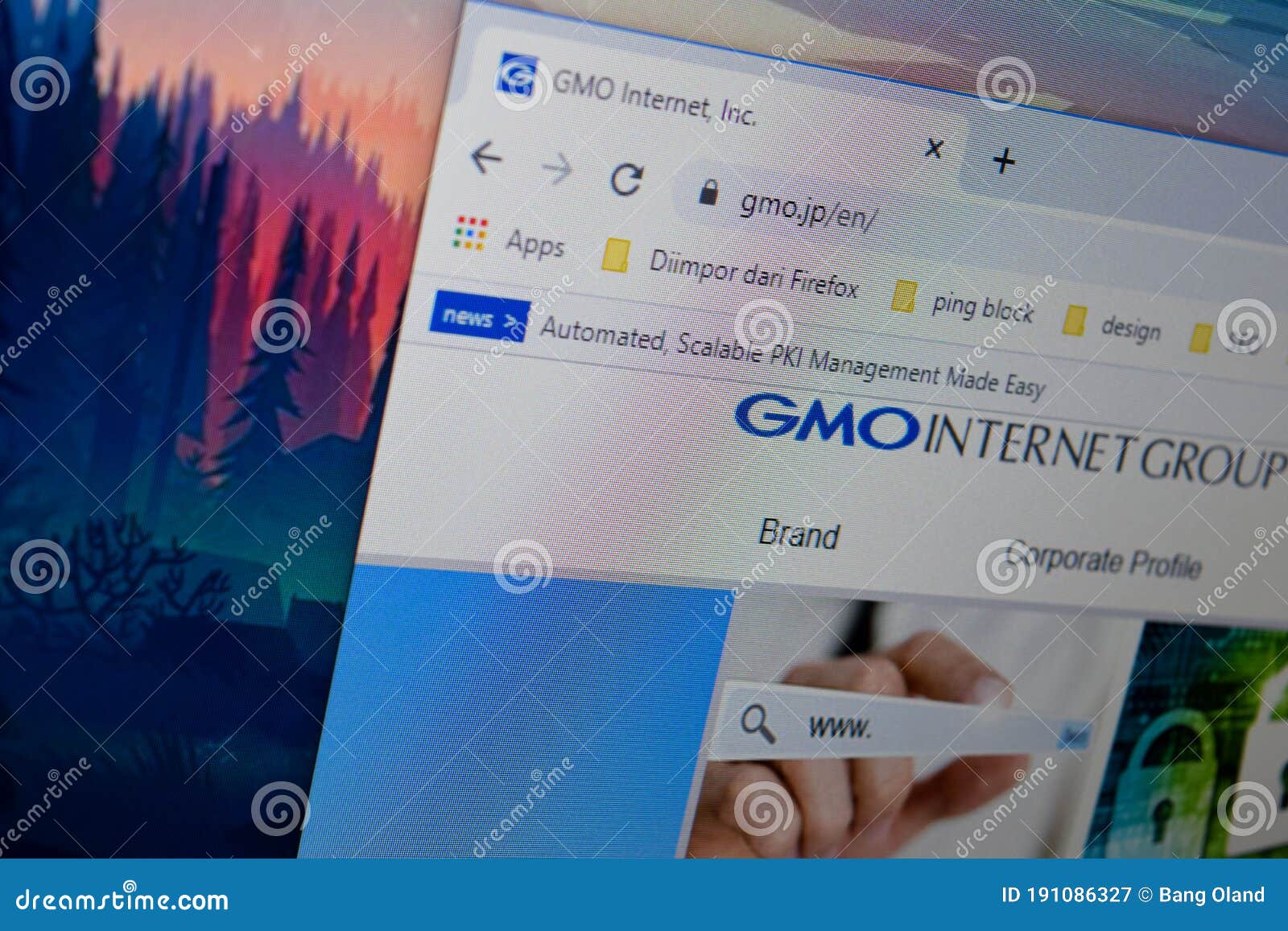 GMO Internet Group Website Home Page on Computer Screen. Bekasi, July ...