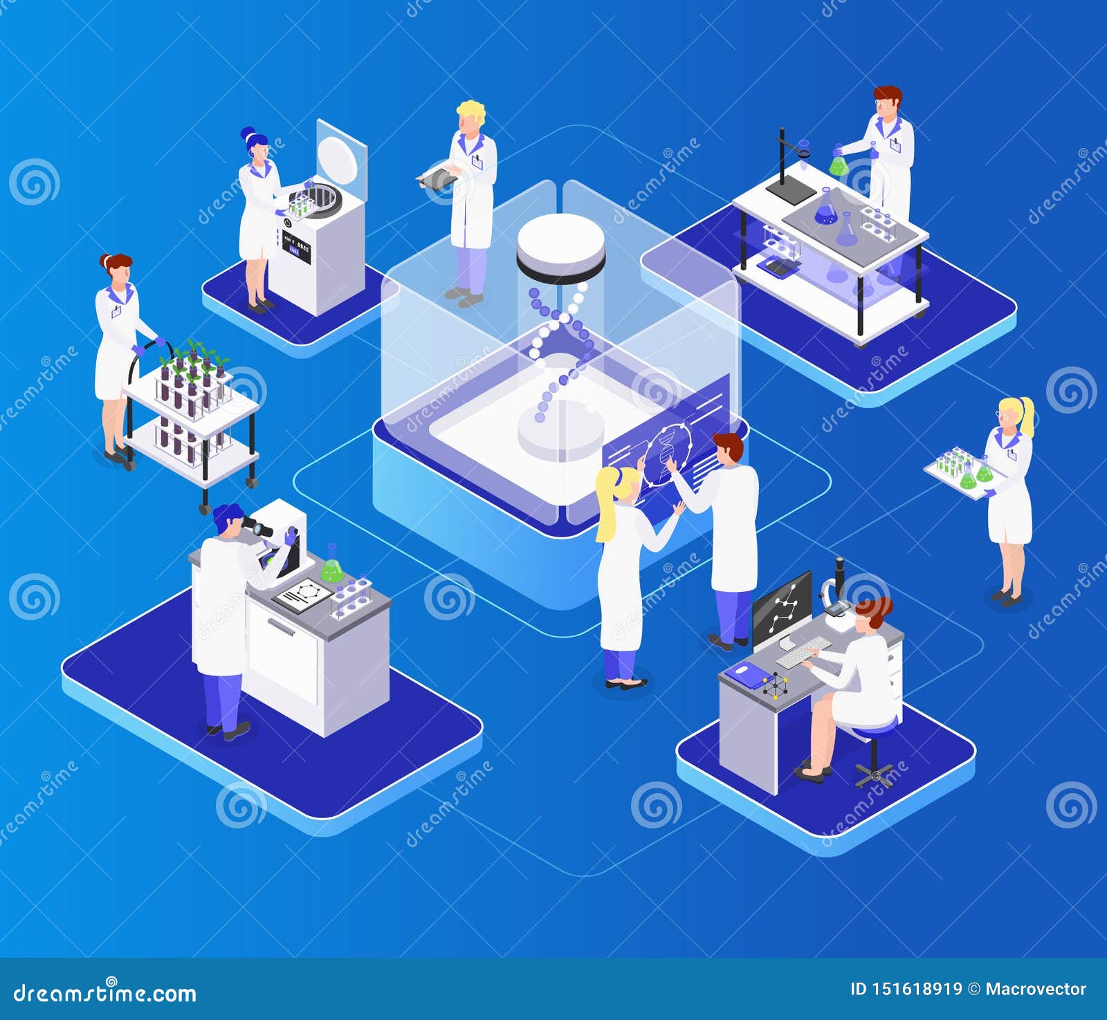 Biochemical Laboratory Equipment. Microscope, Molecules, And Laboratory ...
