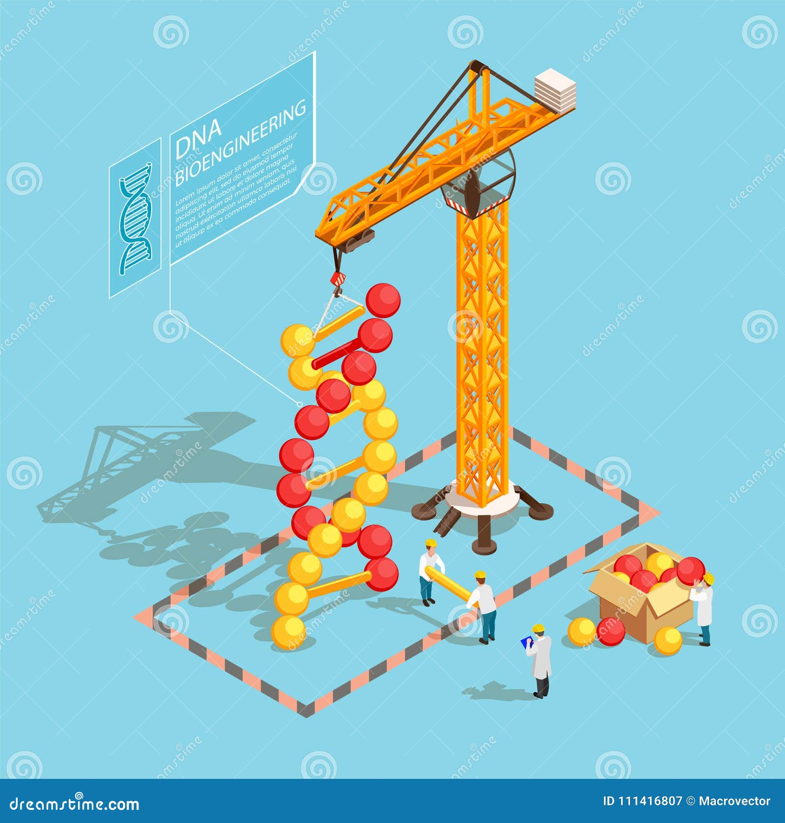 GMO Isometric Composition stock vector. Illustration of helix - 111416807