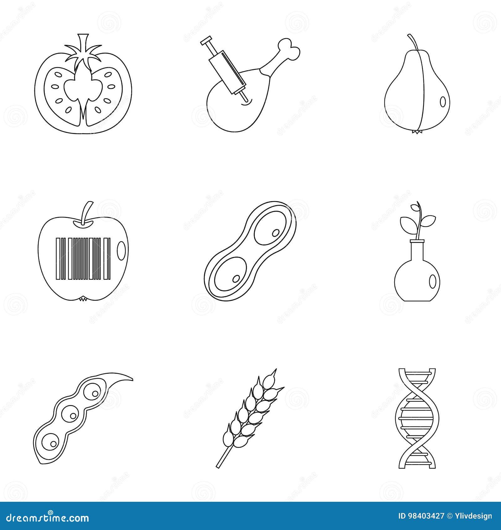 GMO Laboratory Icon Set, Outline Style Stock Vector - Illustration of ...