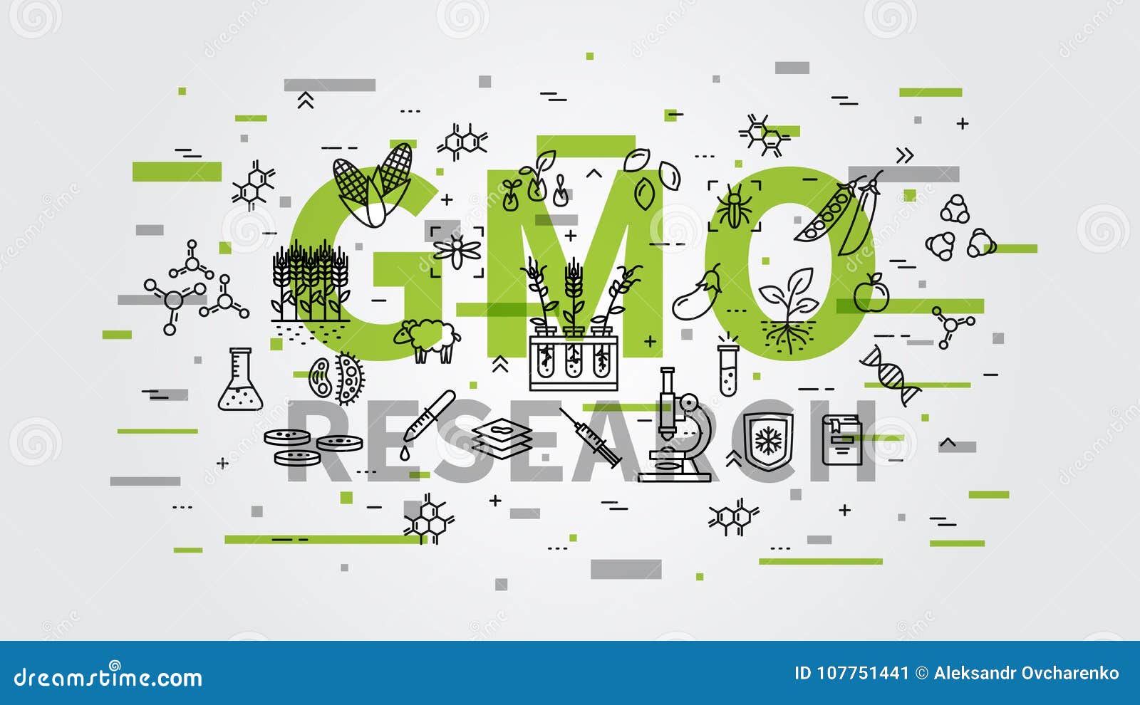 GMO Research Vector Illustration with Colorful Elements Stock Vector ...
