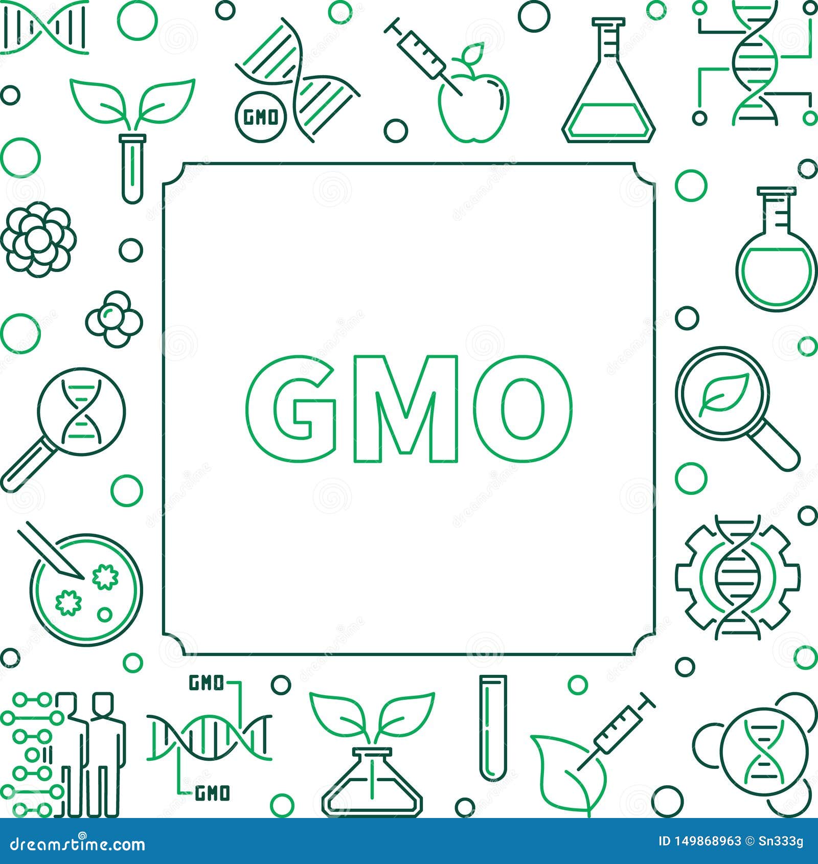 GMO Square Simple Concept Linear Frame. Vector Illustration Stock ...