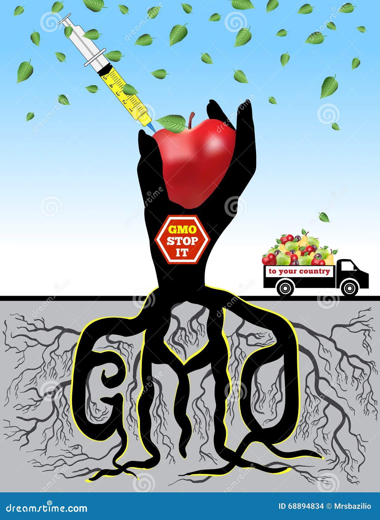 GMO (stop it). stock vector. Illustration of danger, chemistry - 68894834