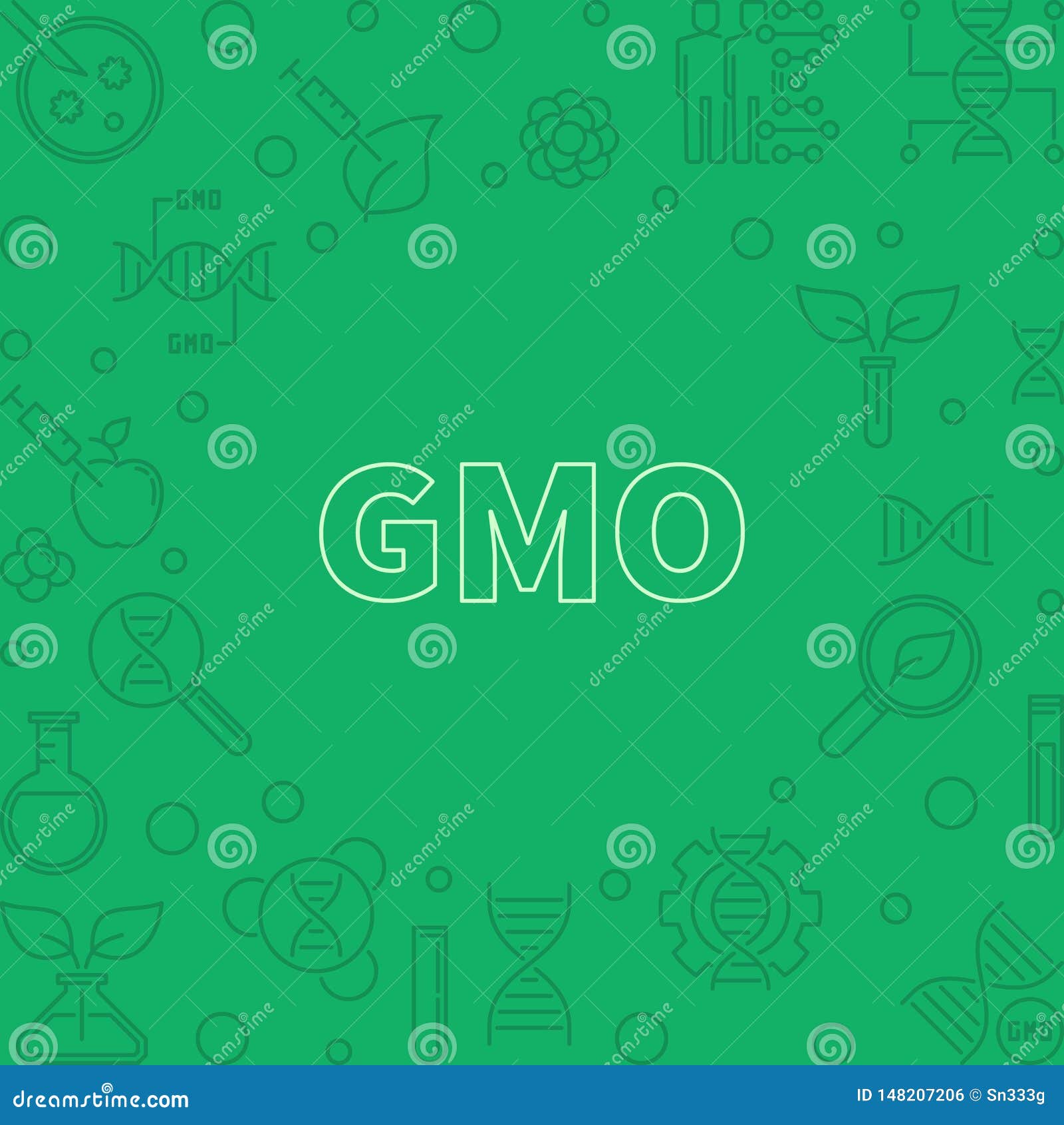 GMO Vector Green Concept Outline Frame or Illustration Stock Vector ...