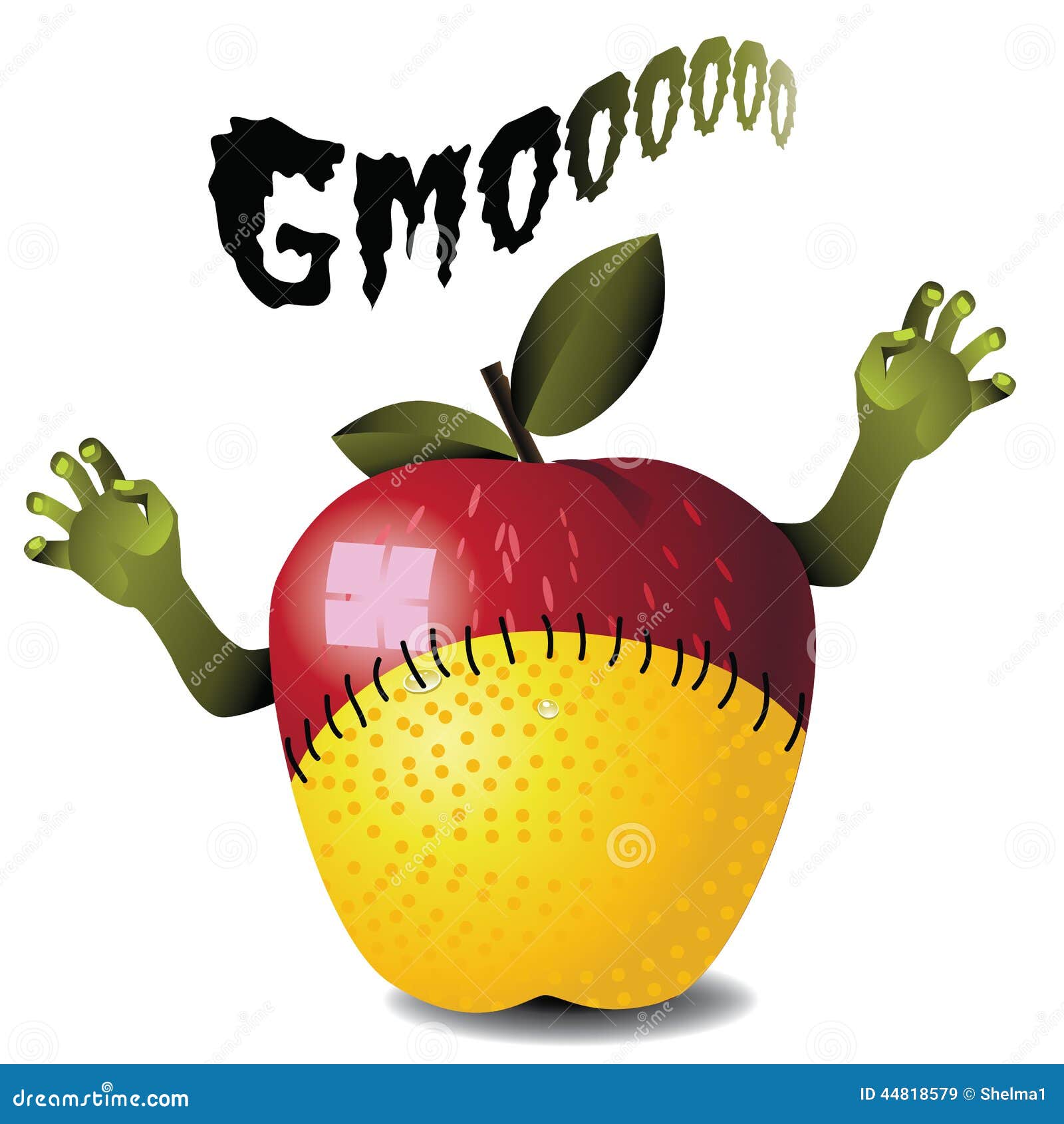GMO Zombie Apple Lemon Monster Stock Vector - Illustration of health ...